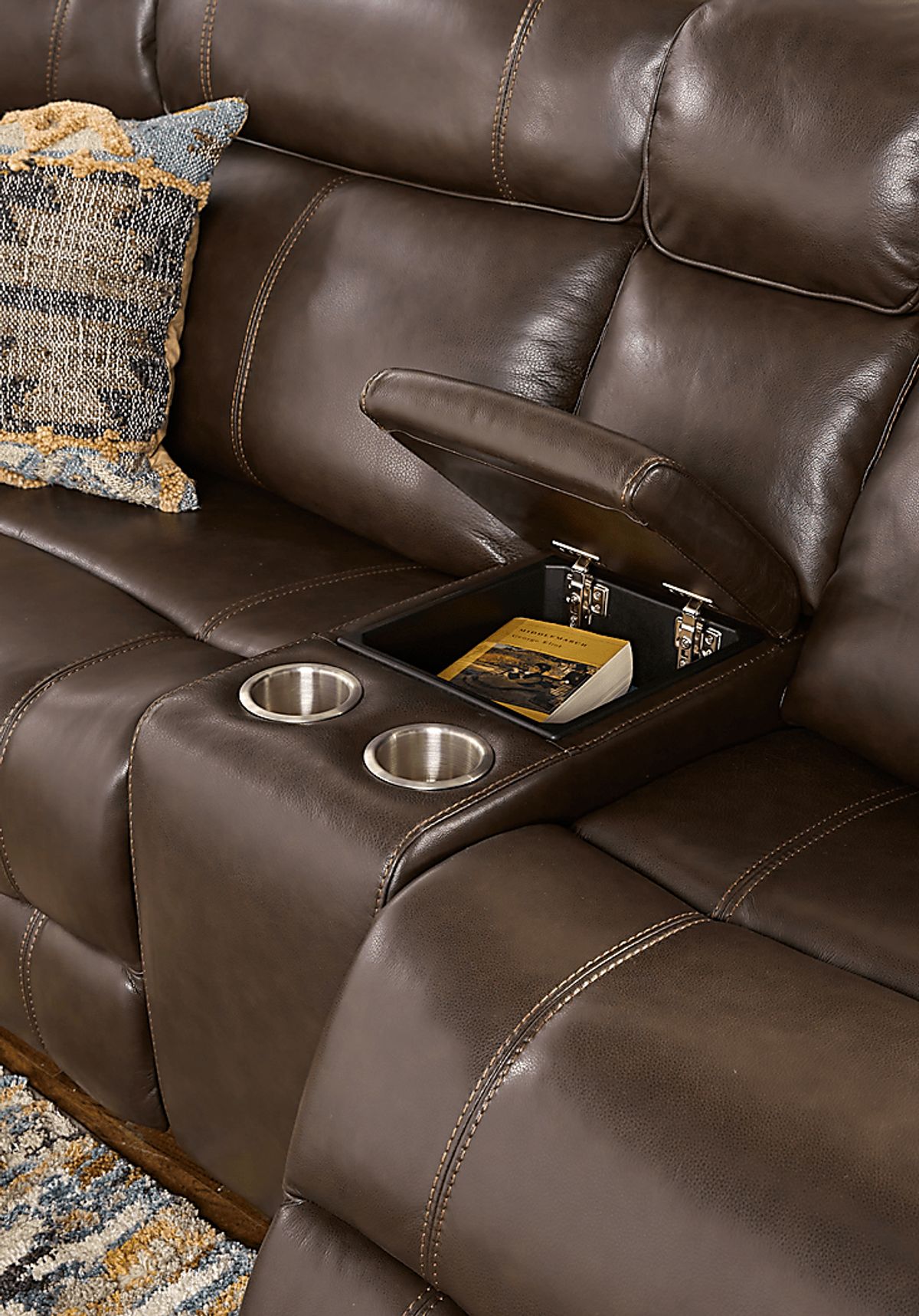 West Valley Brown Leather 7 Pc Power Reclining Sectional | Rooms to Go