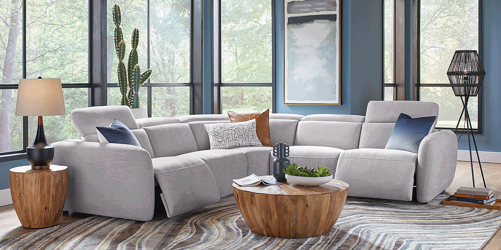 Drew & Jonathan Westlake 8 Pc Light Gray Chenille Fabric Dual Power ...