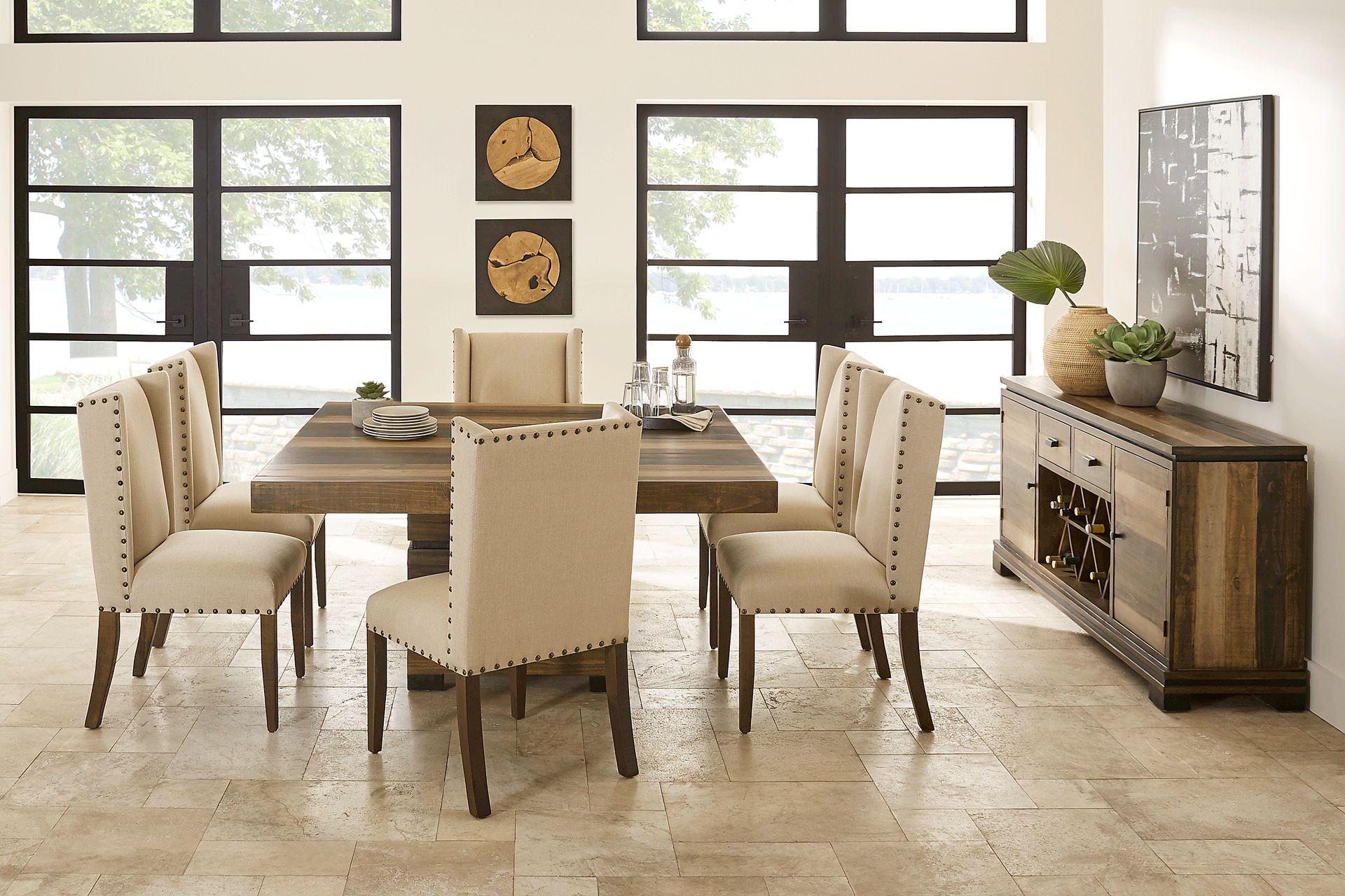 Cindy Crawford Westover Hills 6 Pc Brown Dark Wood Dining Room Set With ...