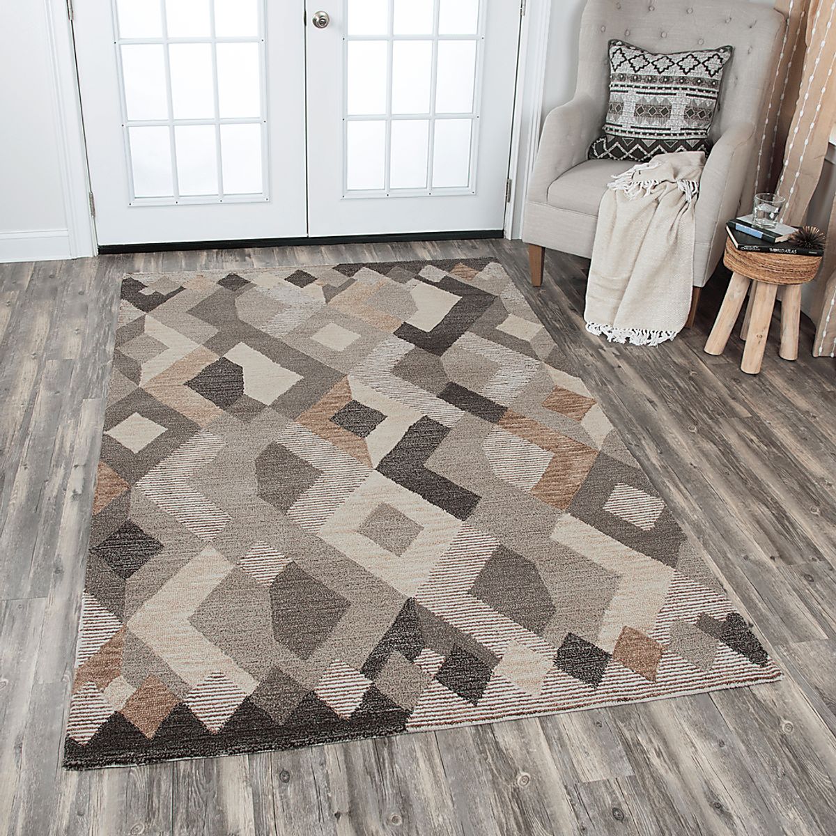 Weylin Beige,Gray Wool Fabric Rug | Rooms to Go