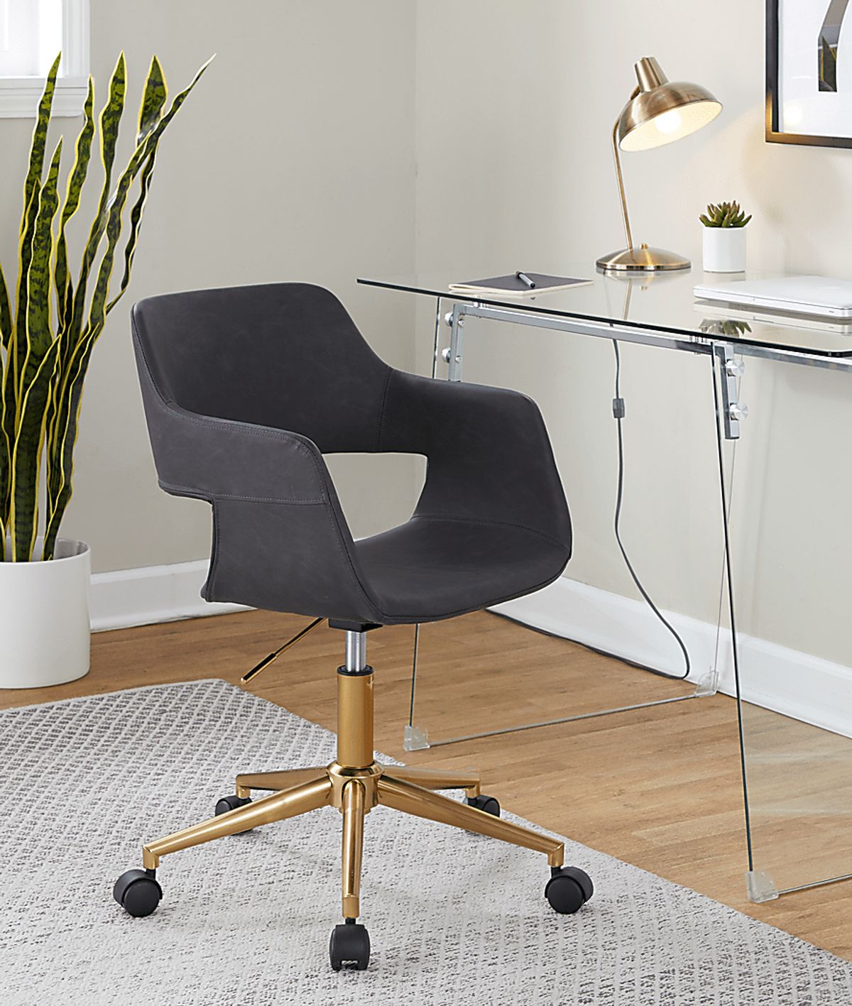 Whisp I Gold Colors,Metal Gray Polyurethane Fabric Desk Chair | Rooms to Go