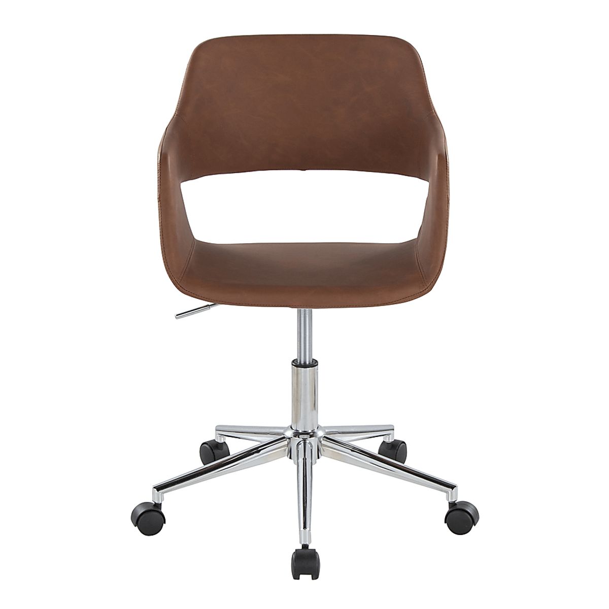 Whisp III Chrome Metal Brown Polyurethane Fabric Desk Chair | Rooms to Go