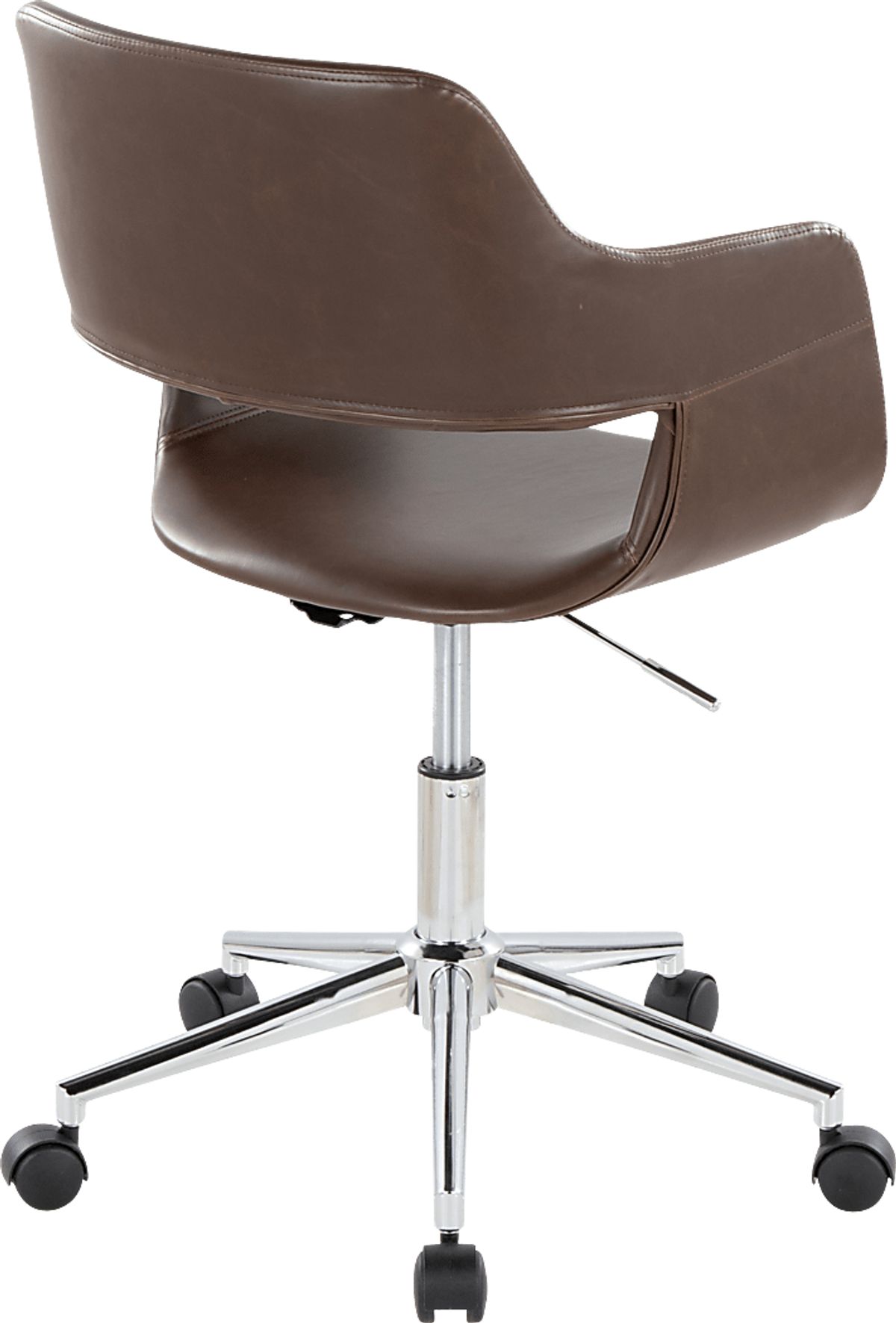 Whisp III Chrome Metal Brown Faux Leather Fabric Desk Chair | Rooms to Go