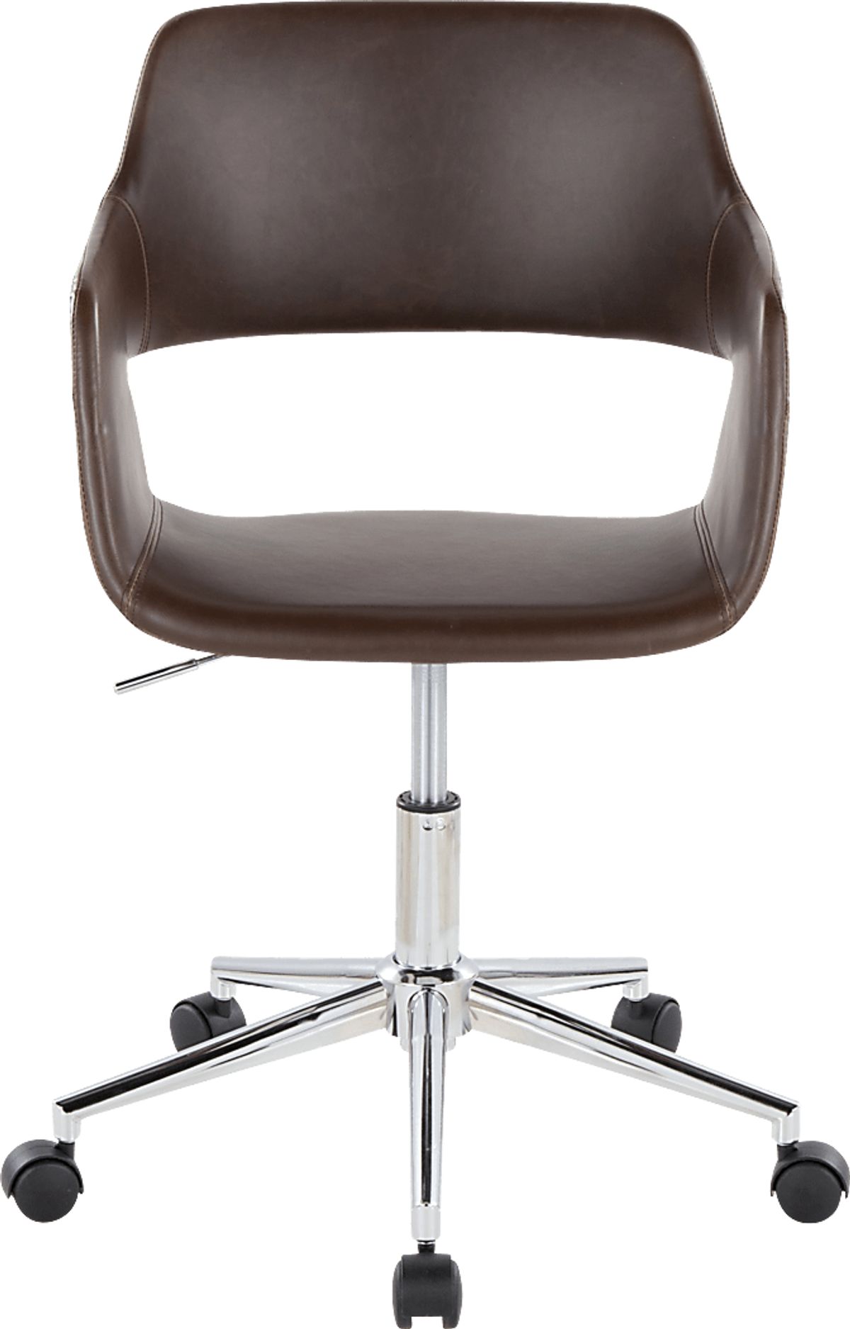 Whisp III Chrome Metal Brown Faux Leather Fabric Desk Chair | Rooms to Go