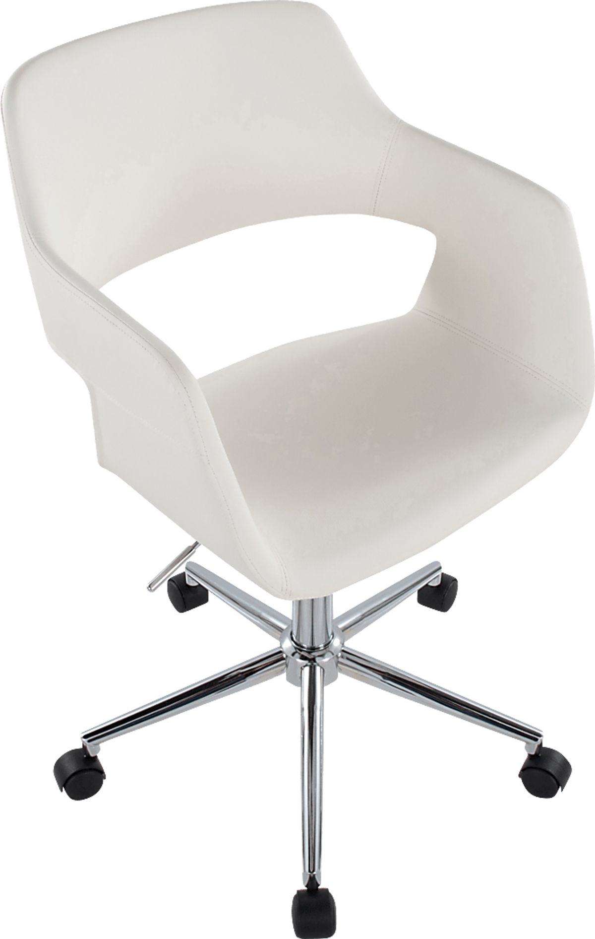 Whisp III Chrome Metal White Faux Leather Fabric Desk Chair | Rooms to Go