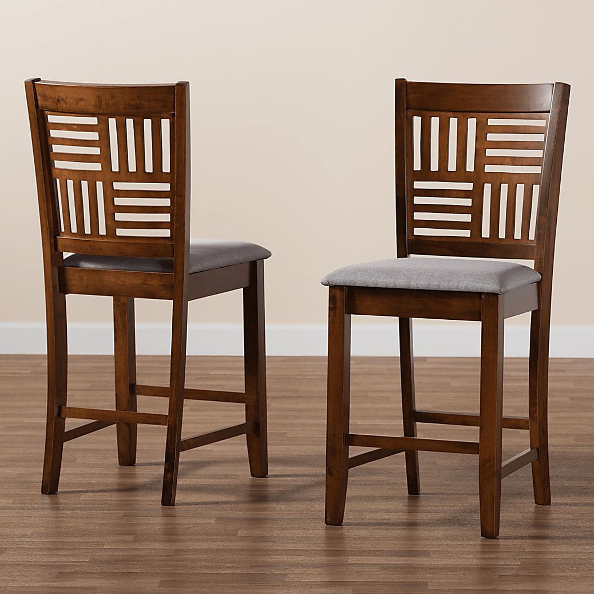 Whitla Walnut Brown Polyester Fabric Counter Stool, Set Of 2 | Rooms to Go