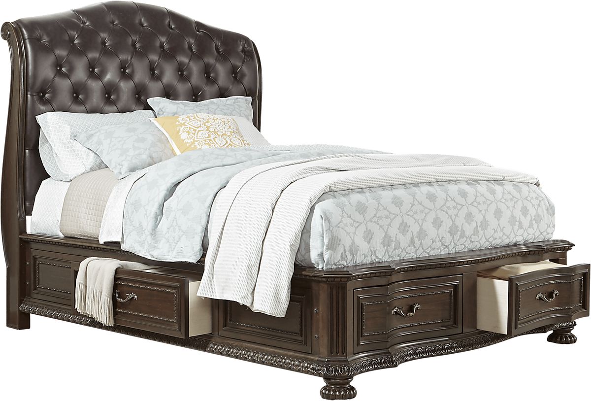 Whittington Dark Cherry Wood 3 Pc Queen Sleigh Bed With Storage | Rooms ...