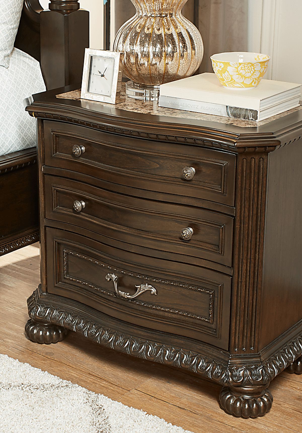 Whittington Dark Cherry Wood Nightstand | Rooms to Go