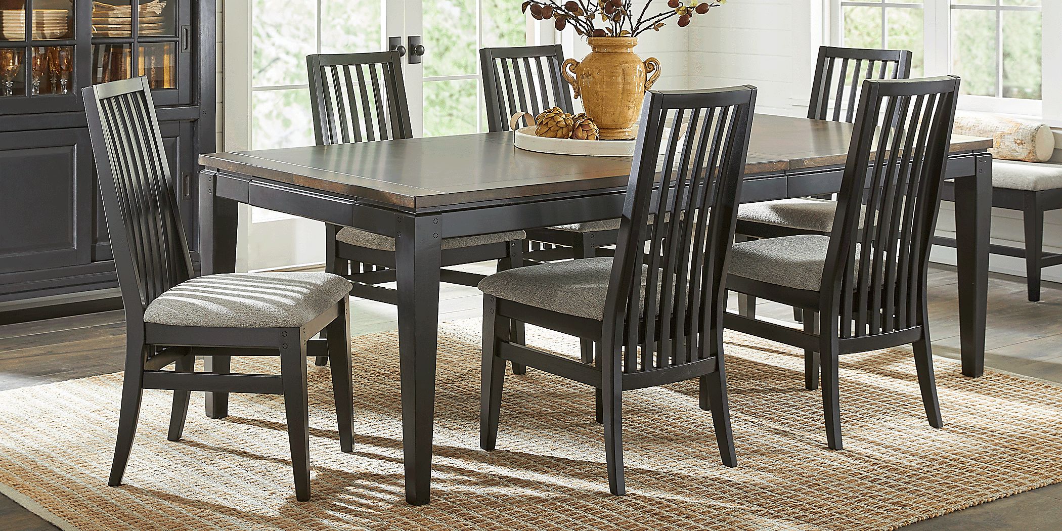 Williamsport 5 Pc Brown Cherry Dark Wood Dining Room Set With Dining ...