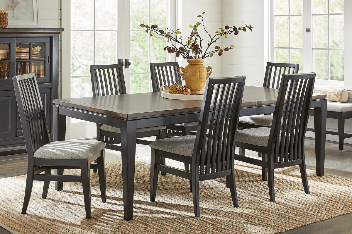 Williamsport 7 Pc Brown Cherry Dark Wood Dining Room Set With Dining ...