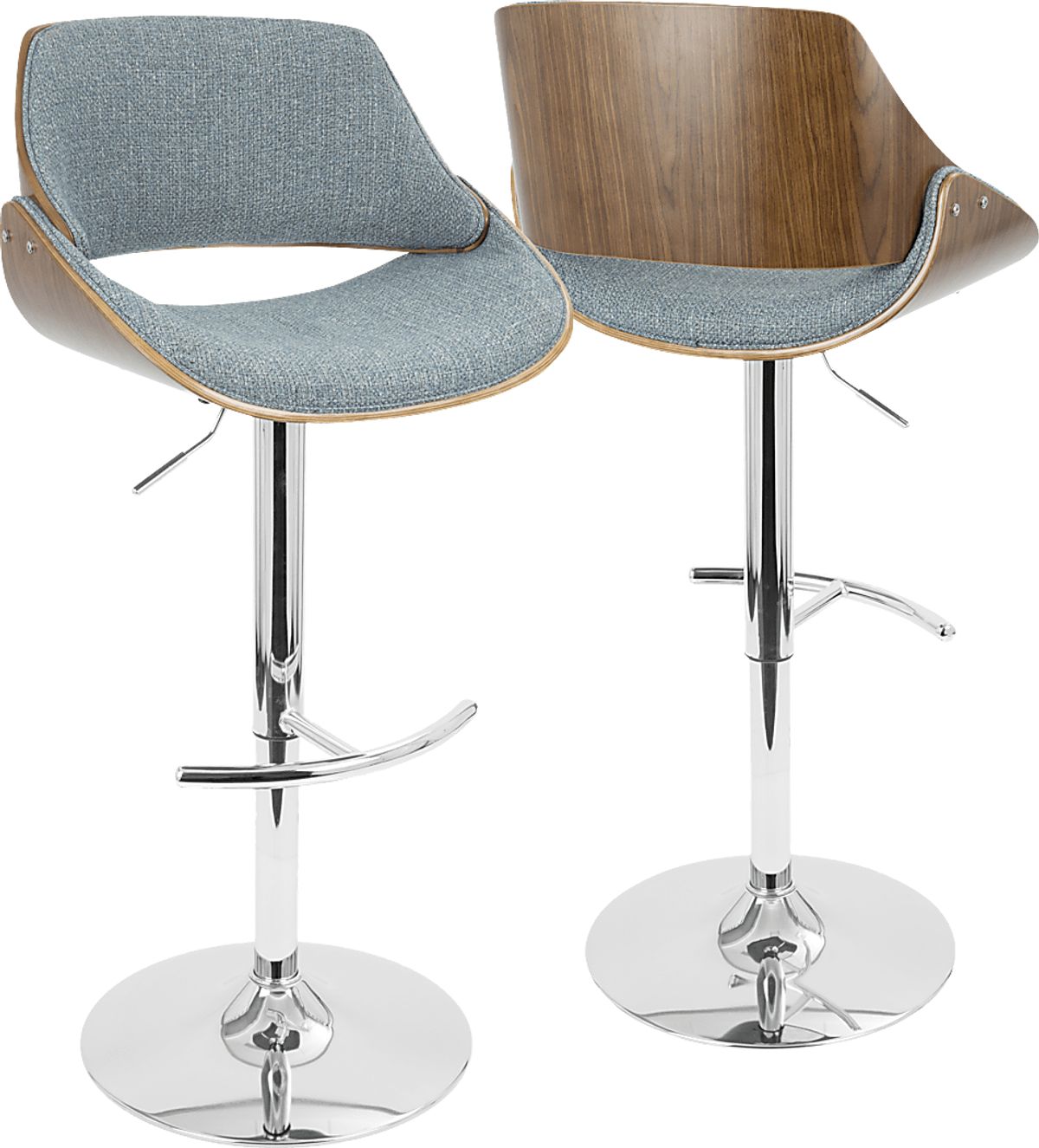 Willmann Chrome Metal Blue Polyester Fabric Adjustable,Swivel Bar ...