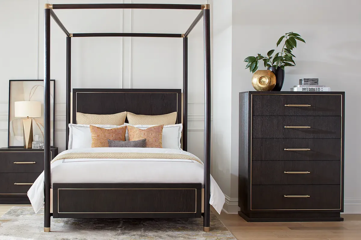 Drew & Jonathan Wilshire 5 Pc Merlot Dark Wood Queen Bedroom Set With 3 ...