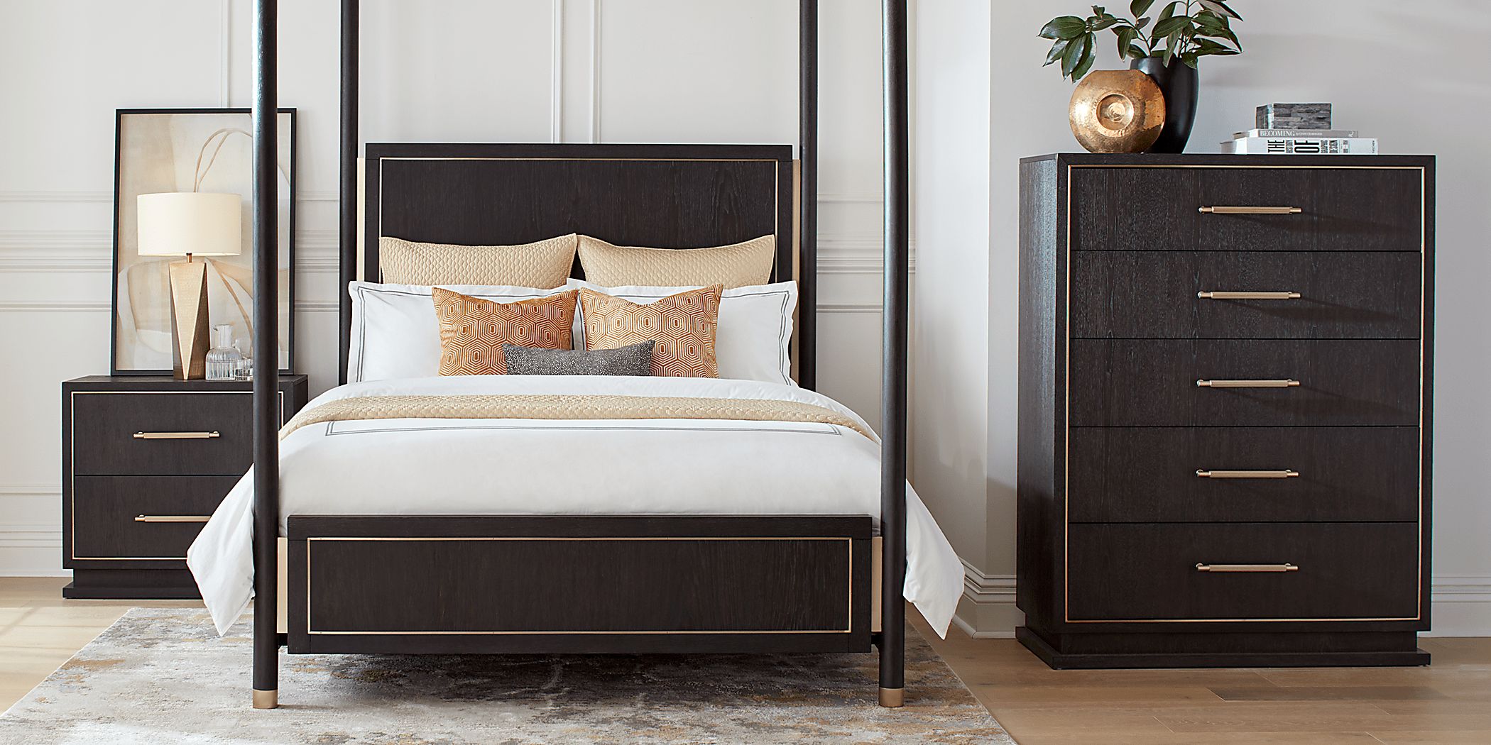 Drew & Jonathan Wilshire 5 Pc Merlot Dark Wood Queen Bedroom Set With ...