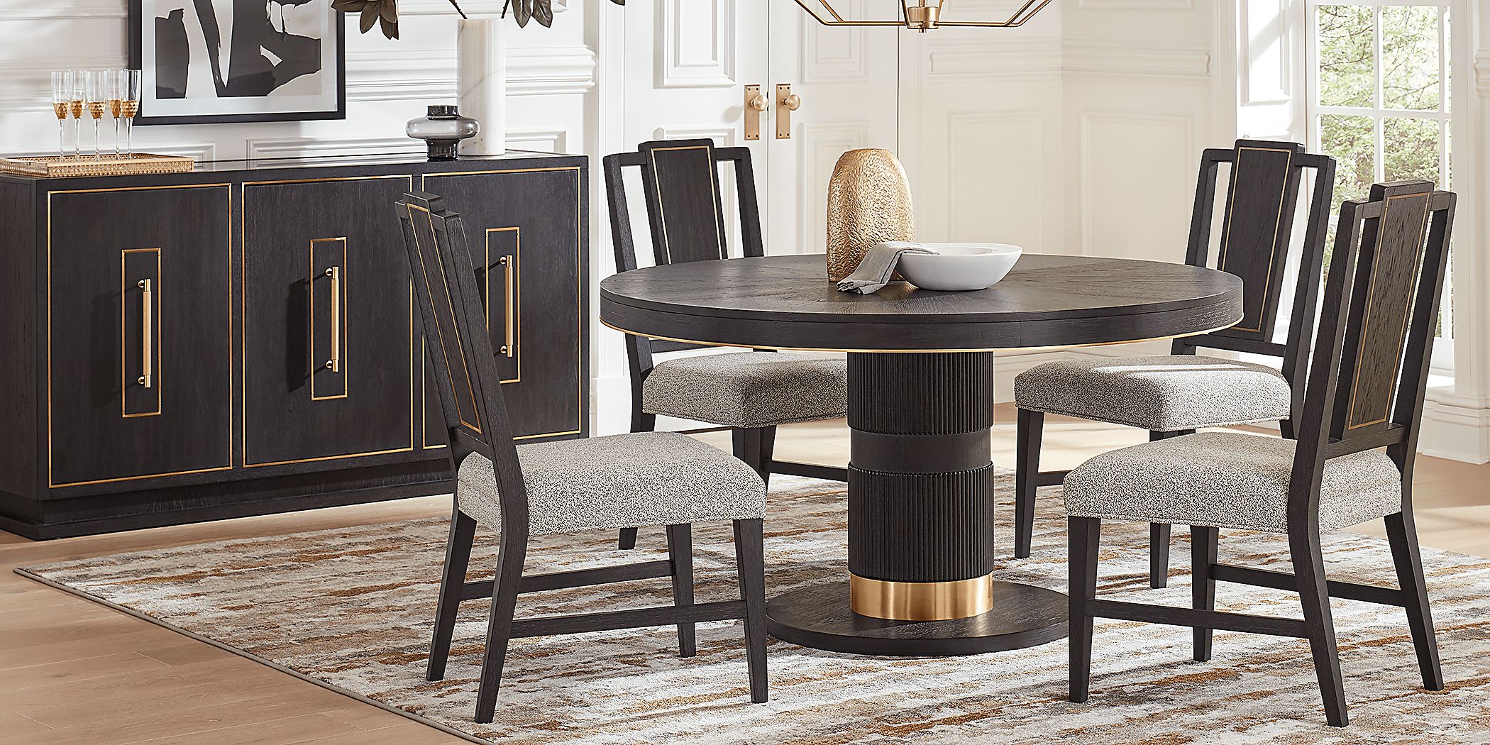 Drew & Jonathan Wilshire 8 Pc Merlot Dark Wood Dining Room Set With ...