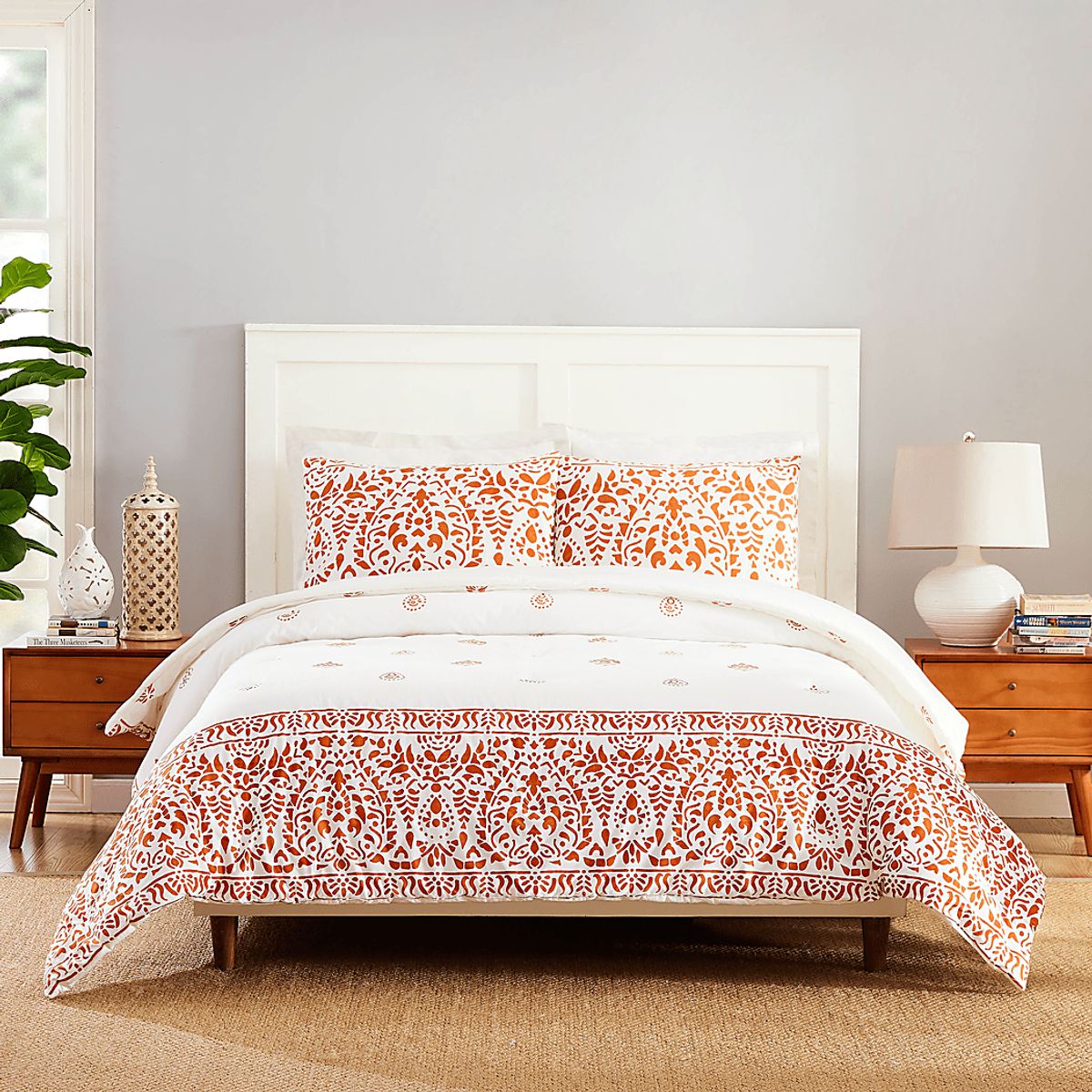 Wimpole Orange Orange,Red Cotton Fabric King Comforter Set | Rooms to Go