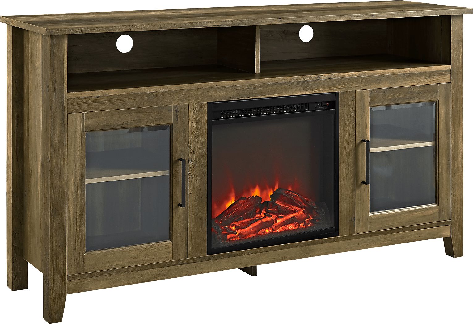 Winfield Trace Oak Dark Wood,Light Wood Firebox Console | Rooms to Go