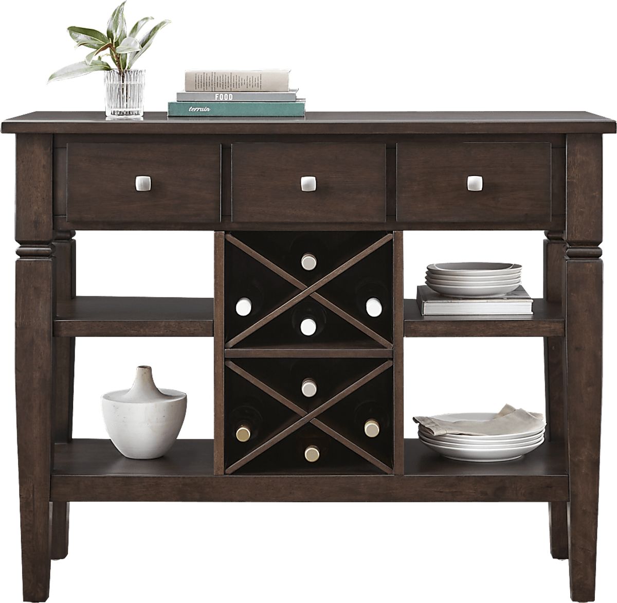 Winslow Brown Cherry Dark Wood Server | Rooms to Go