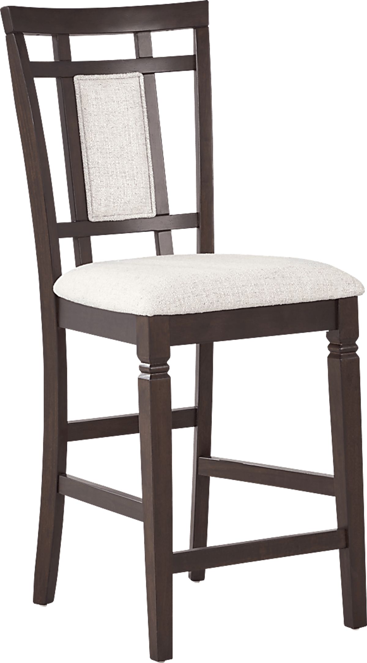 Winslow Brown Cherry Dark Wood Beige Upholstered Counter Height Stool ...