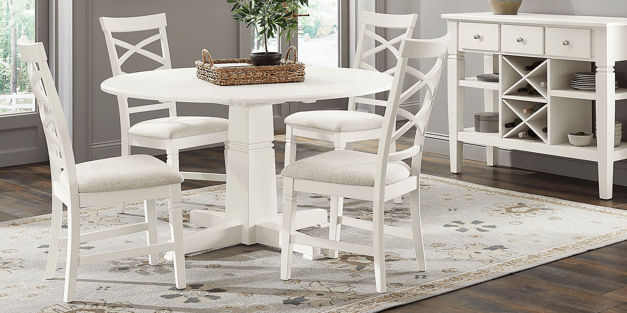 Winslow 5 Pc White Colors,White Dining Room Set With Dining Table, X ...