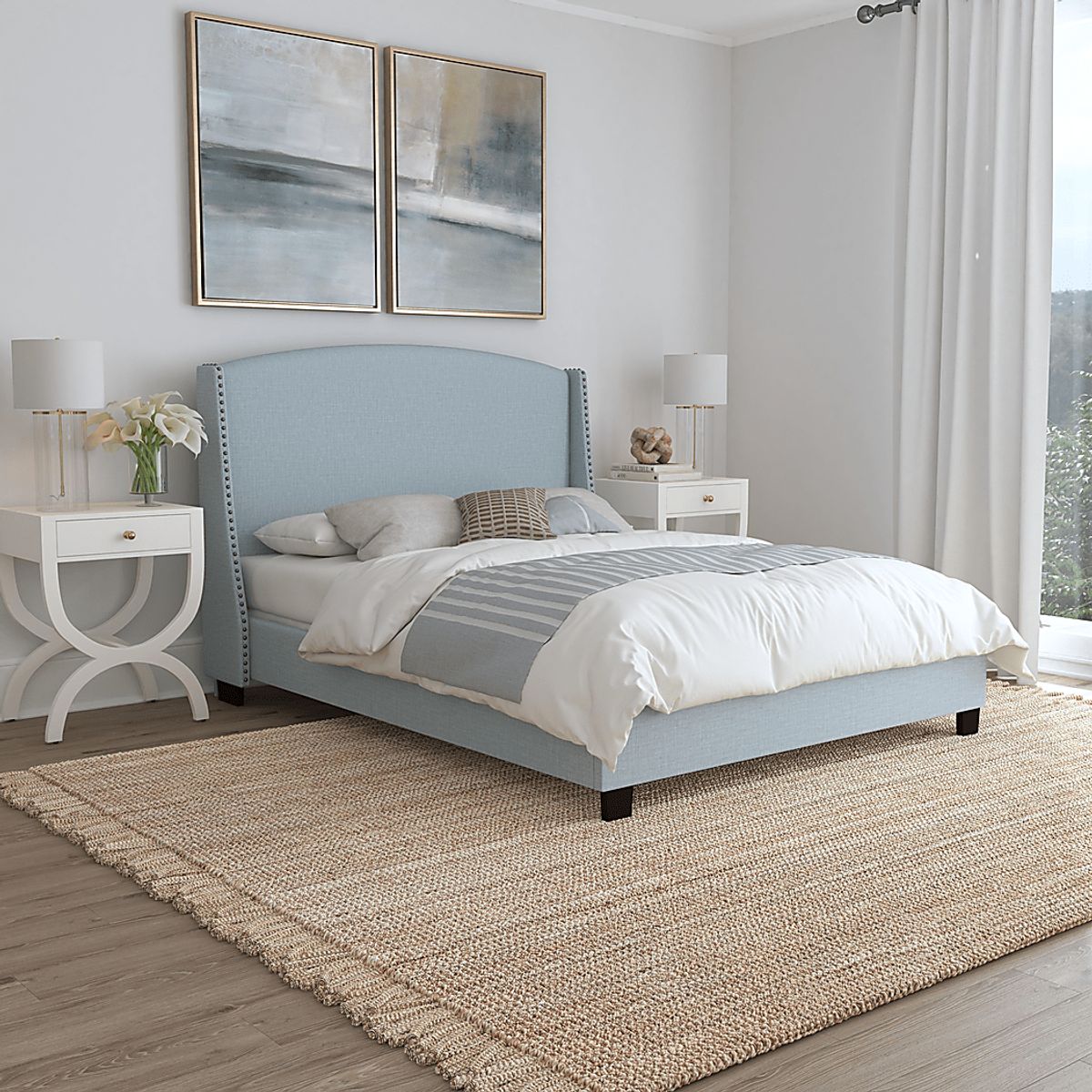 Woffington Blue Colors Polyester Fabric Queen Bed | Rooms to Go