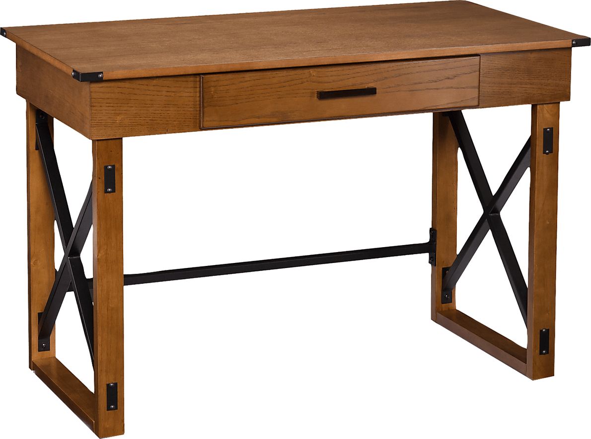 Woodleigh Brown Dark Wood Desk - Rooms To Go