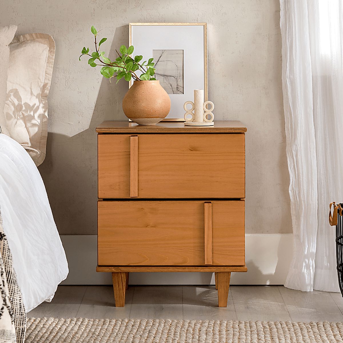Woodviolet Caramel Light Wood Nightstand | Rooms to Go