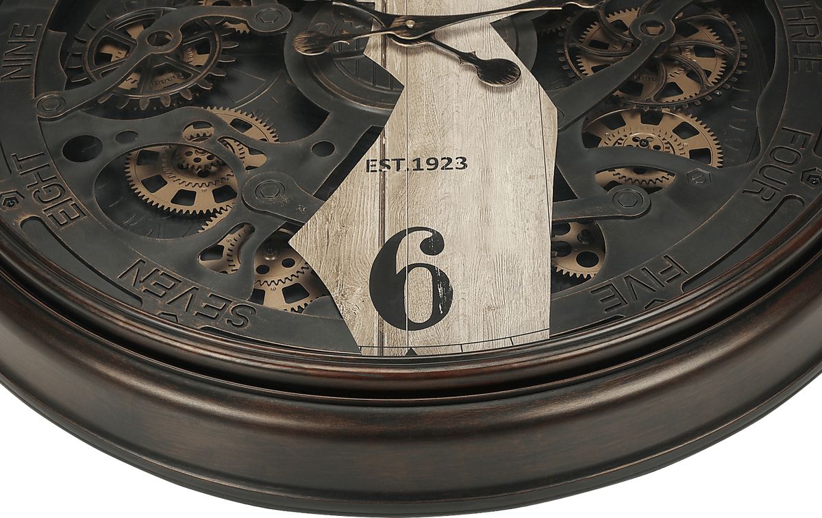 Woodycreek Brown Wall Clock | Rooms to Go