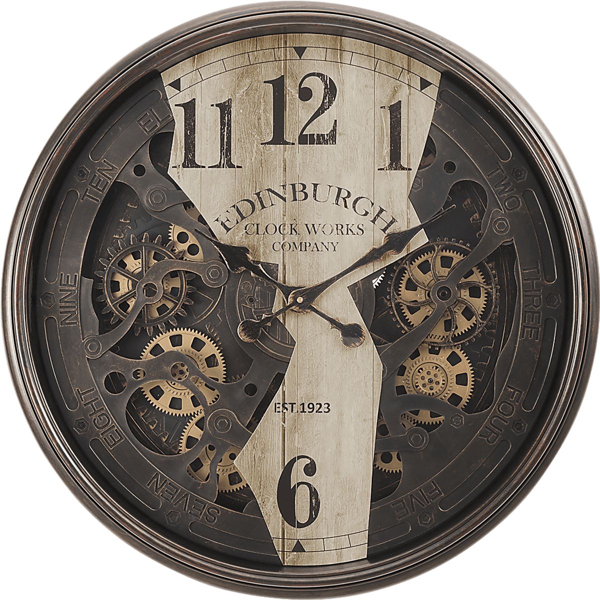 Woodycreek Brown Wall Clock | Rooms to Go
