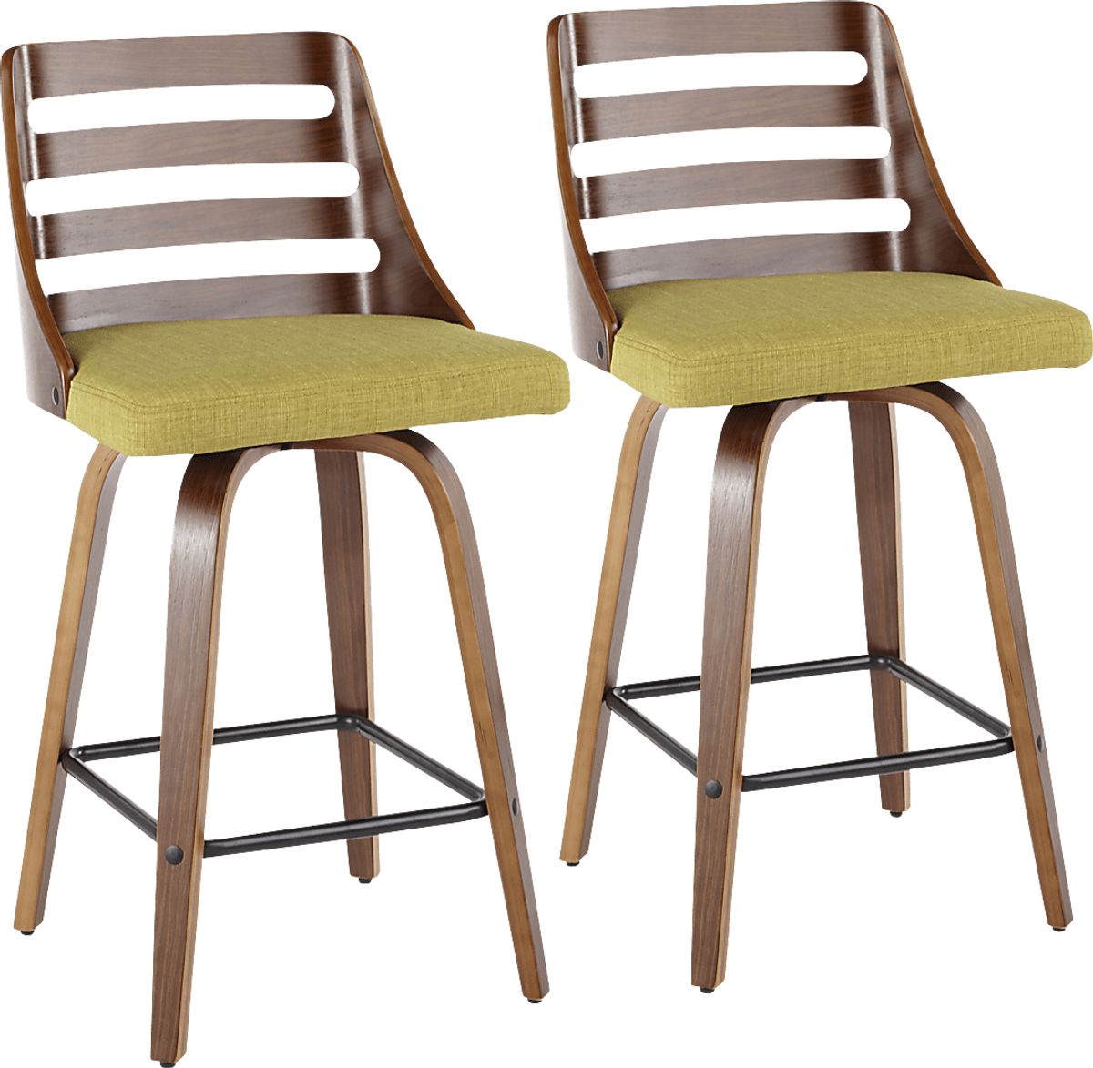 Woolwich Walnut Dark Wood Green Polyester Fabric Counter Height Stool ...
