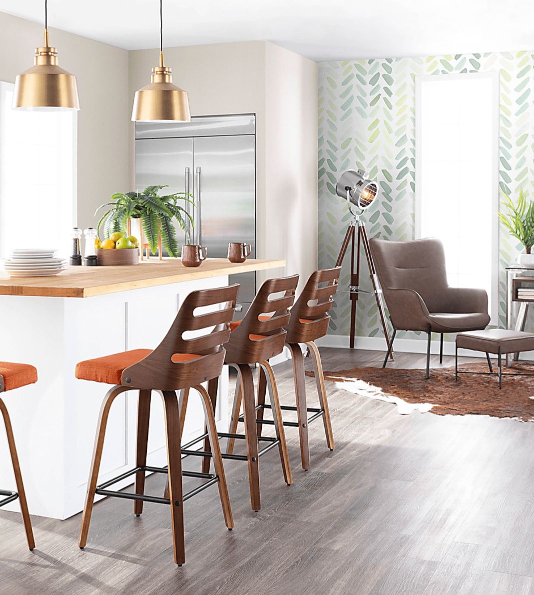 Woolwich Orange Counter Height Stool, Set of 2 - Rooms To Go