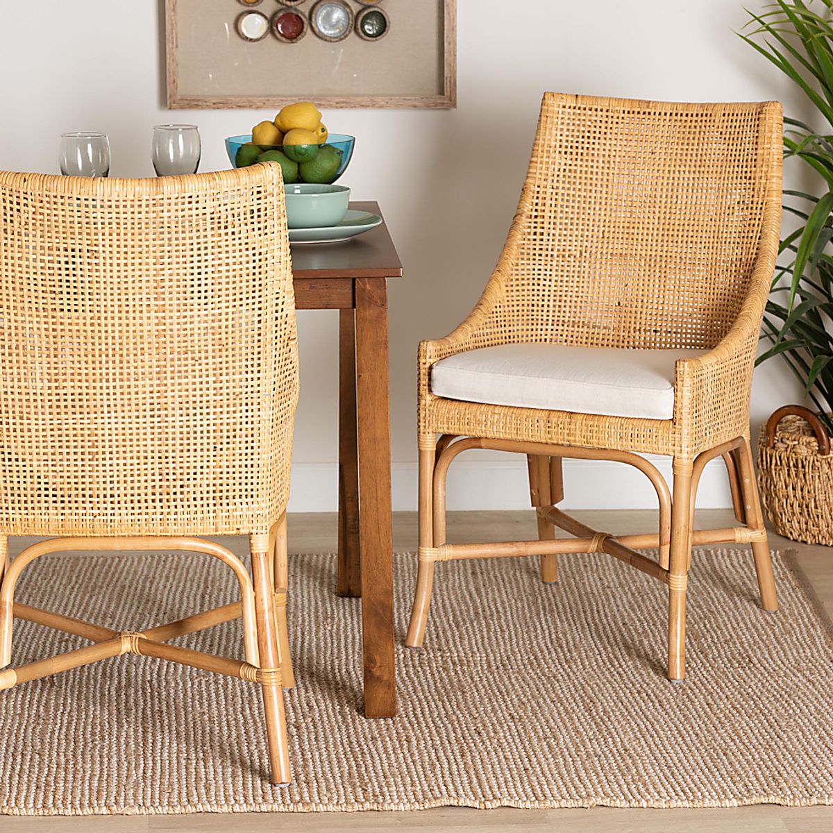 Wrentham Natural Beige,White Cotton,Polyester Fabric Dining Chair ...
