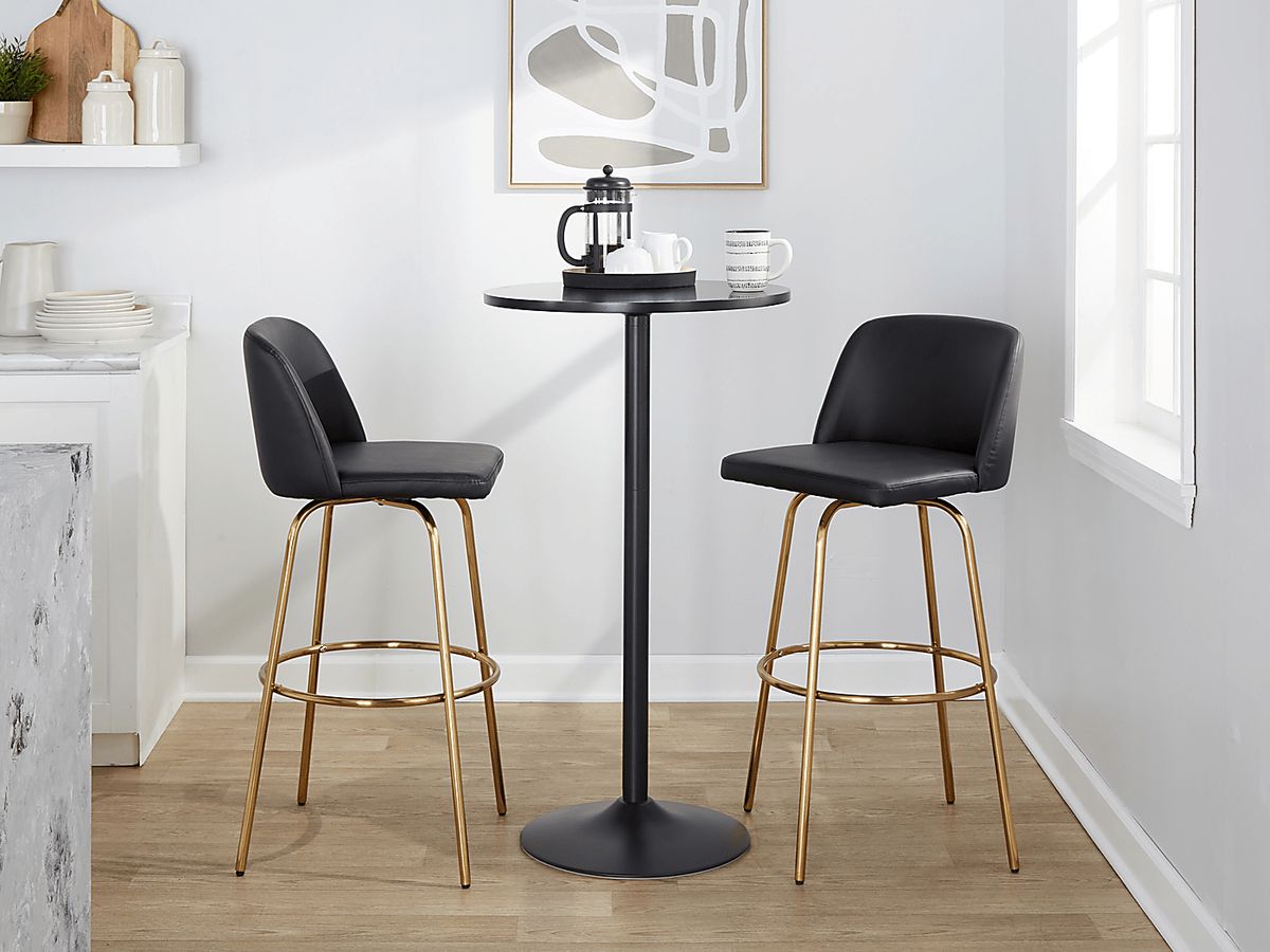 Wymering II Gold Colors,Metal Black Polyurethane Fabric Barstool, Set ...
