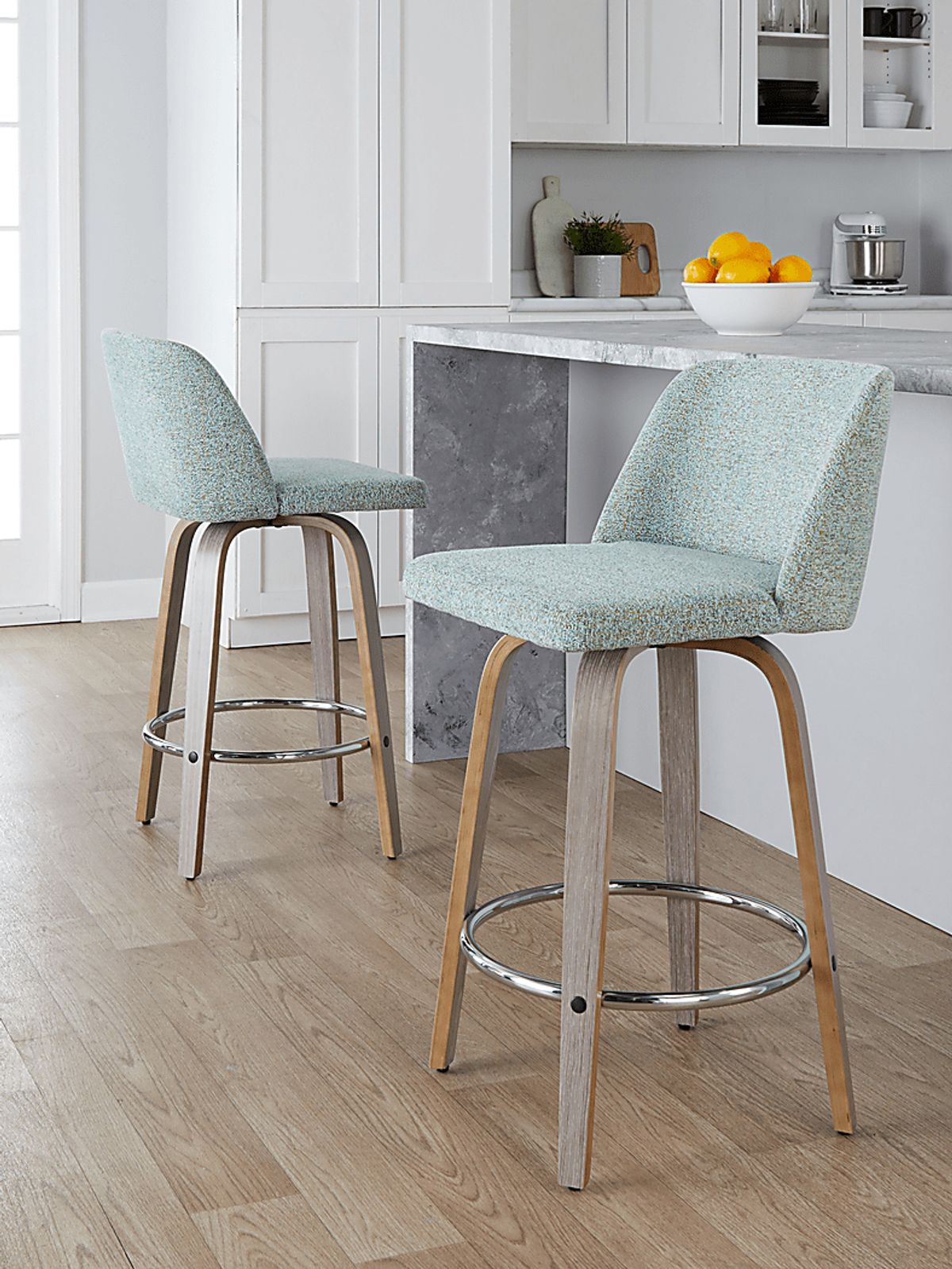 Wymering IV Light Gray Green Polyester Blend Counter Height Stool, Set ...