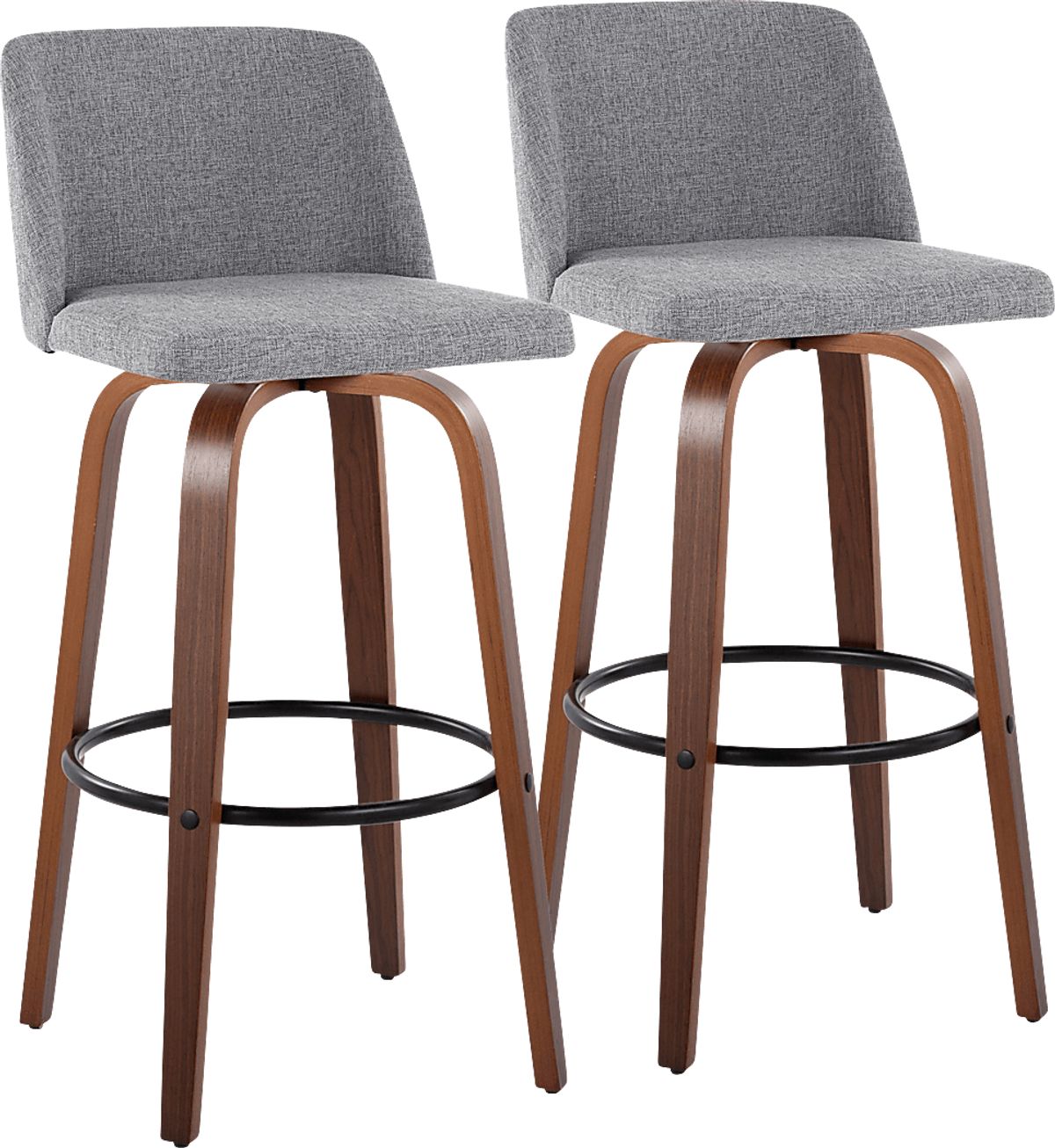 Wymering V Walnut Dark Wood Gray Polyester Blend Barstool, Set Of 2 ...