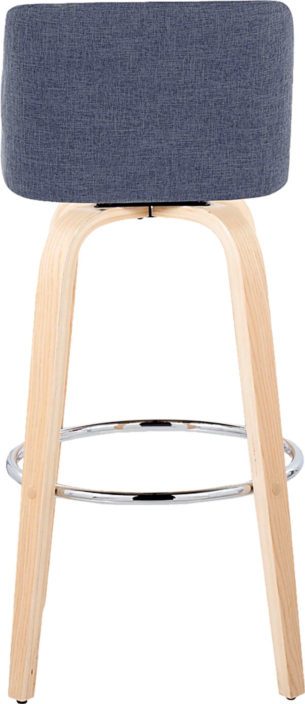 Wymering XVII Natural Light Wood Blue Polyurethane Fabric Swivel ...