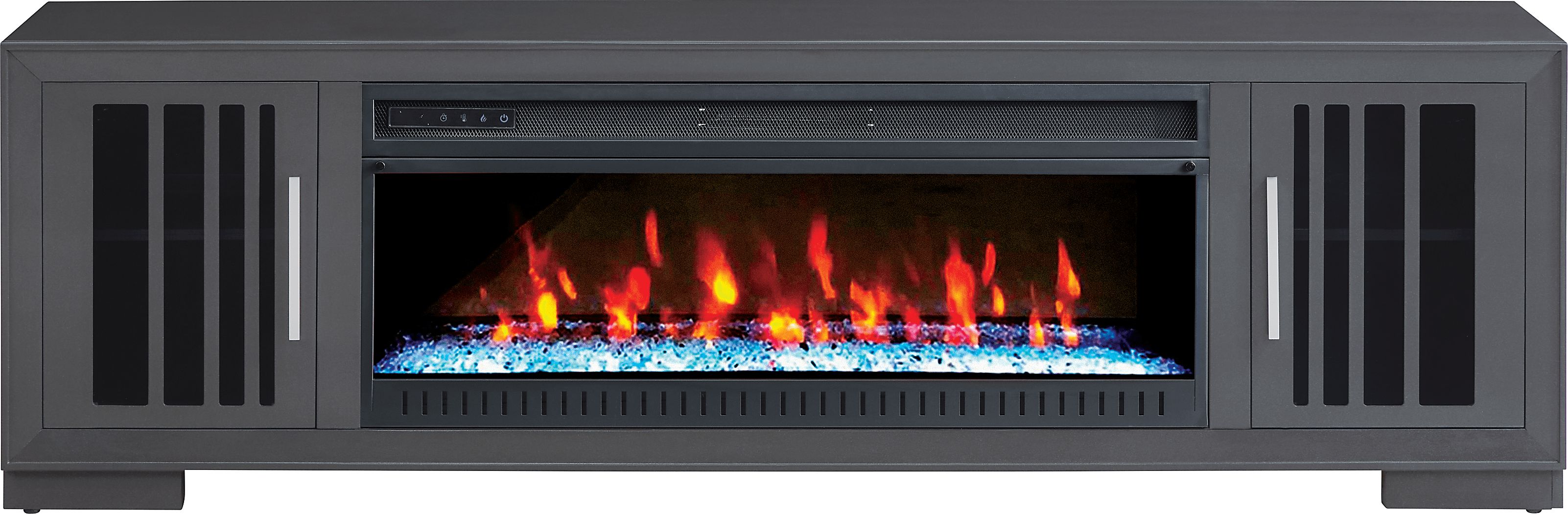 Wyndell Way Gray 78 in. Console With Electric Fireplace | Rooms to Go