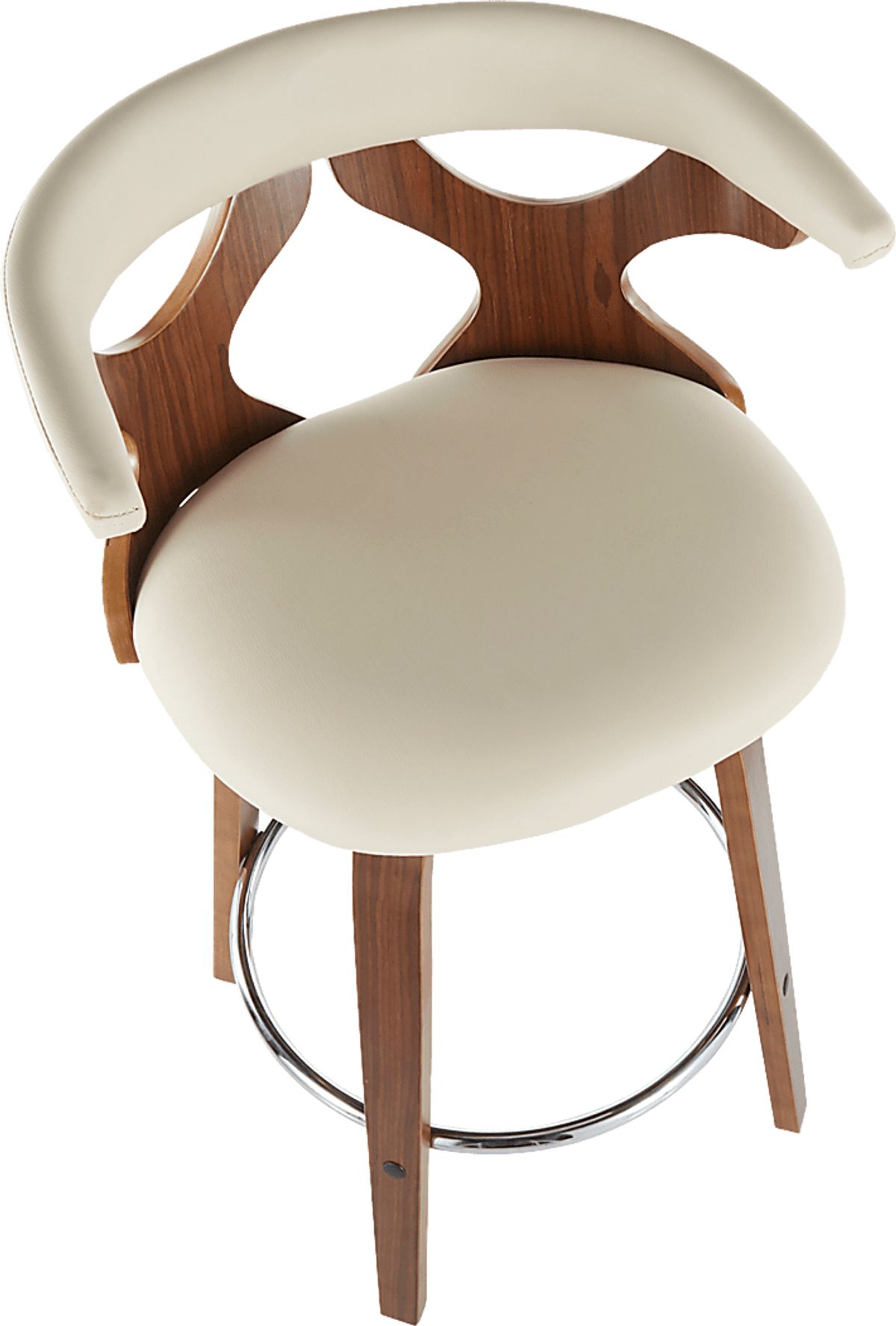 Wyndmoor Walnut Dark Wood Cream Beige Polyester Fabric Swivel Counter