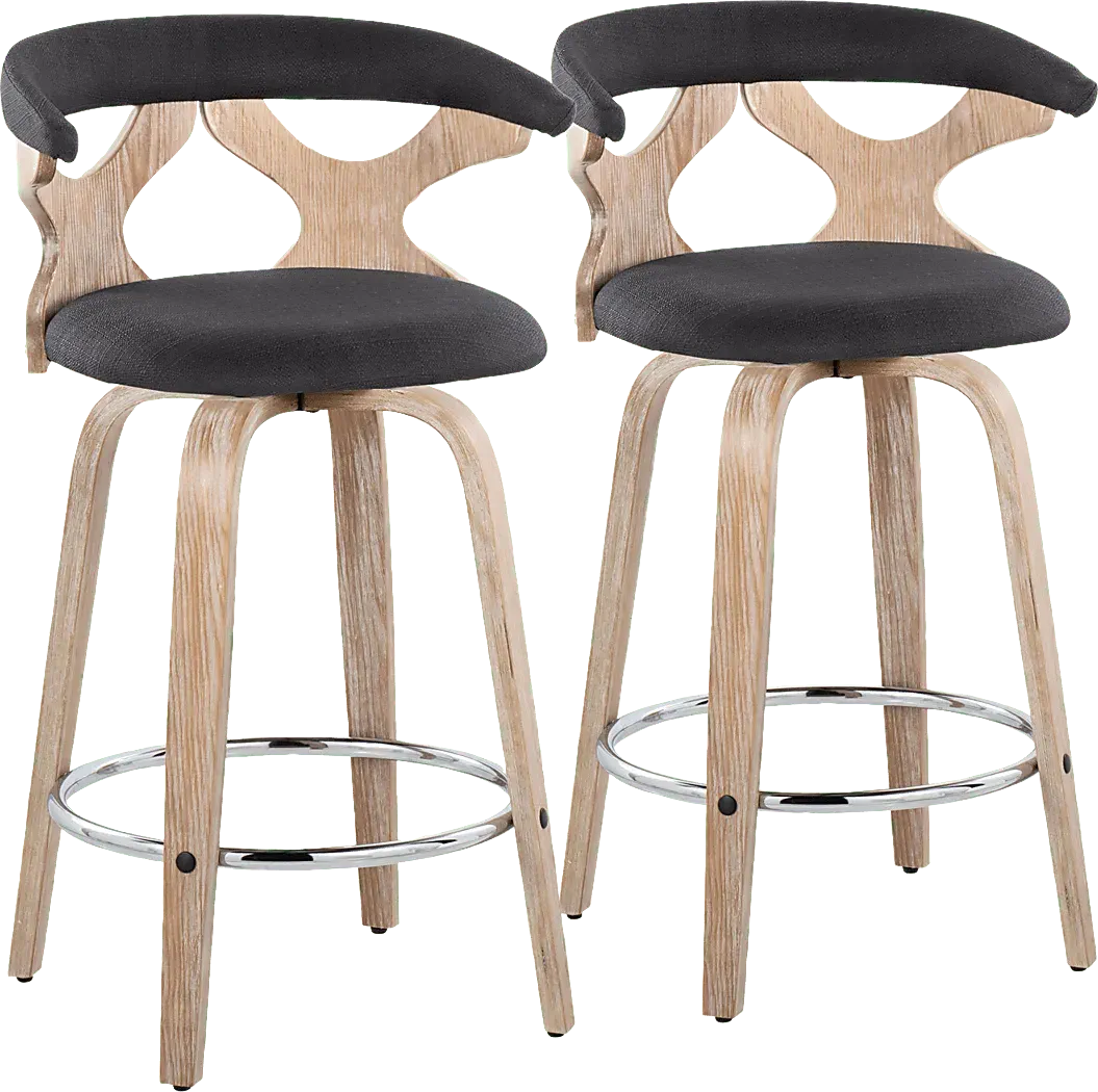 Wyndmoor II White Washed Charcoal Black,Gray Polyester Fabric Swivel ...