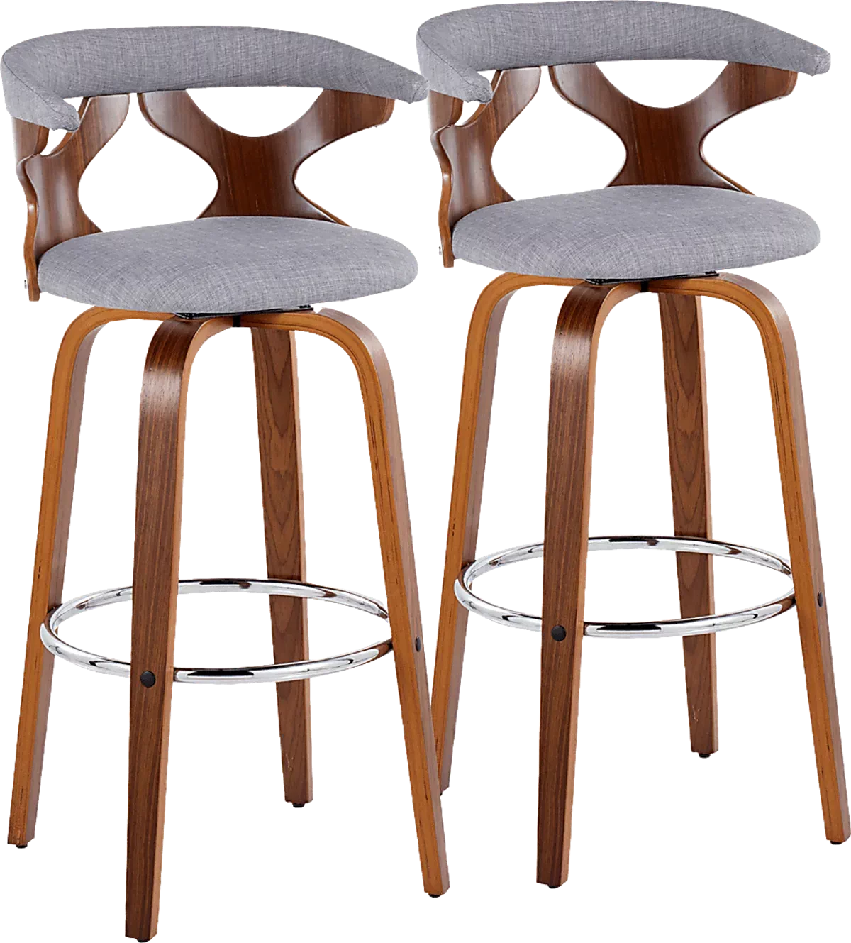 Wyndmoor Iii Walnut Dark Wood Light Gray Polyester Fabric Swivel