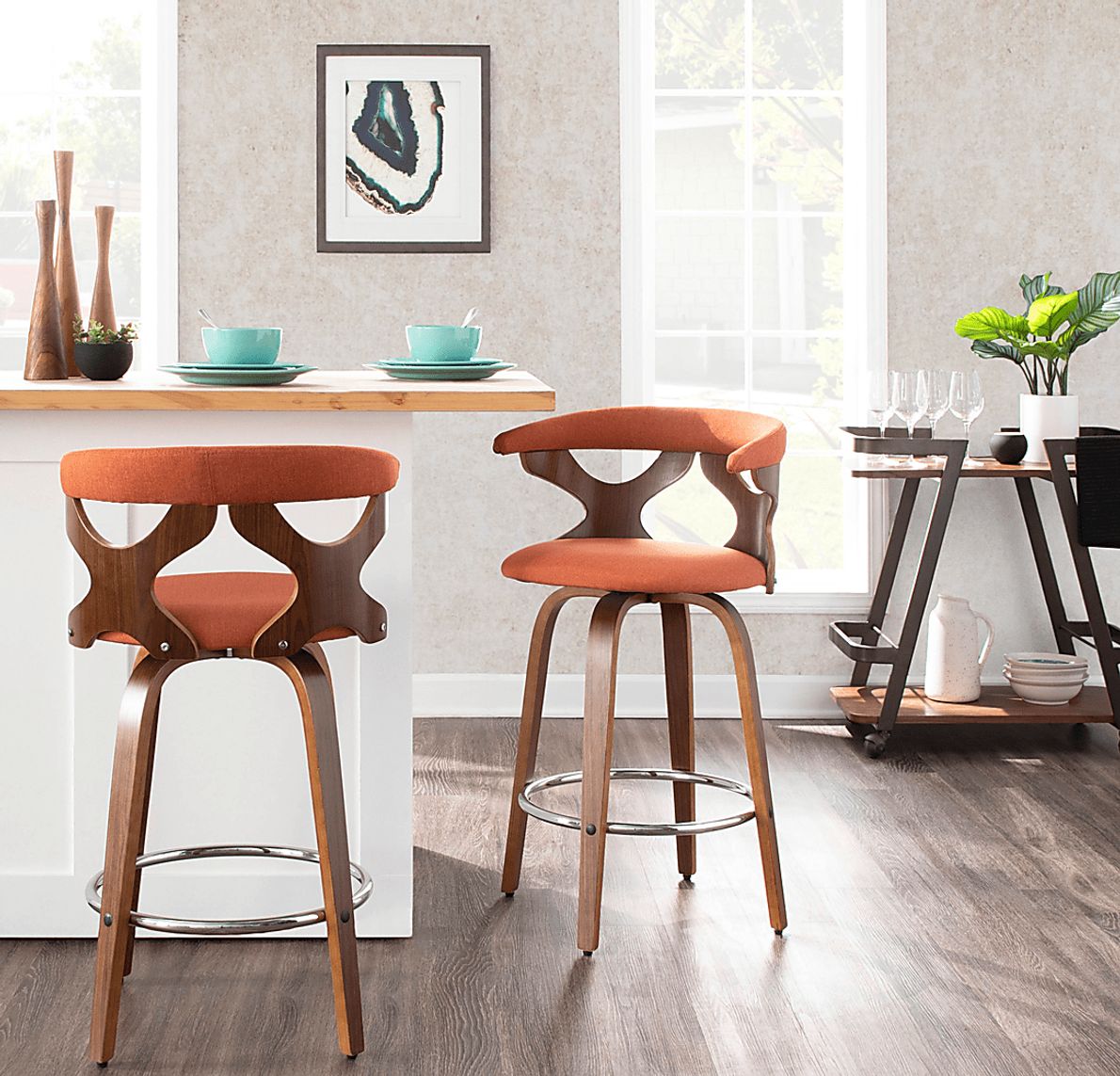 Wyndmoor Orange Counter Height Stool, Set of 2 - Rooms To Go