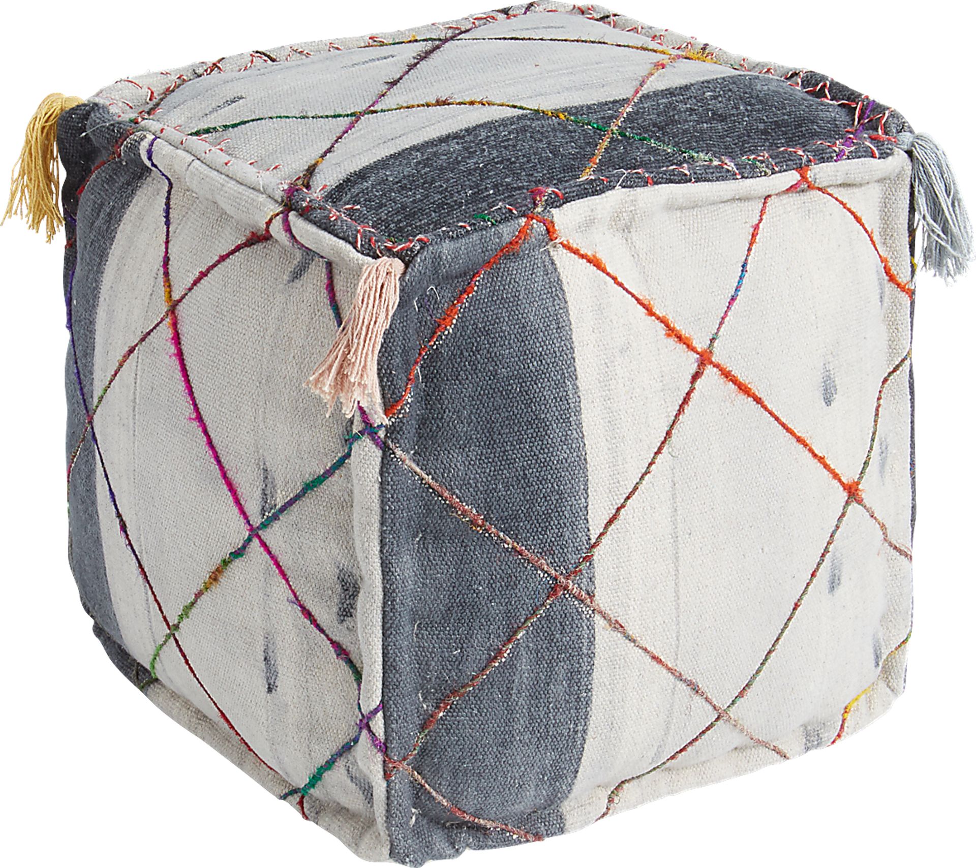 Wyngate White Cotton Fabric Pouf | Rooms to Go