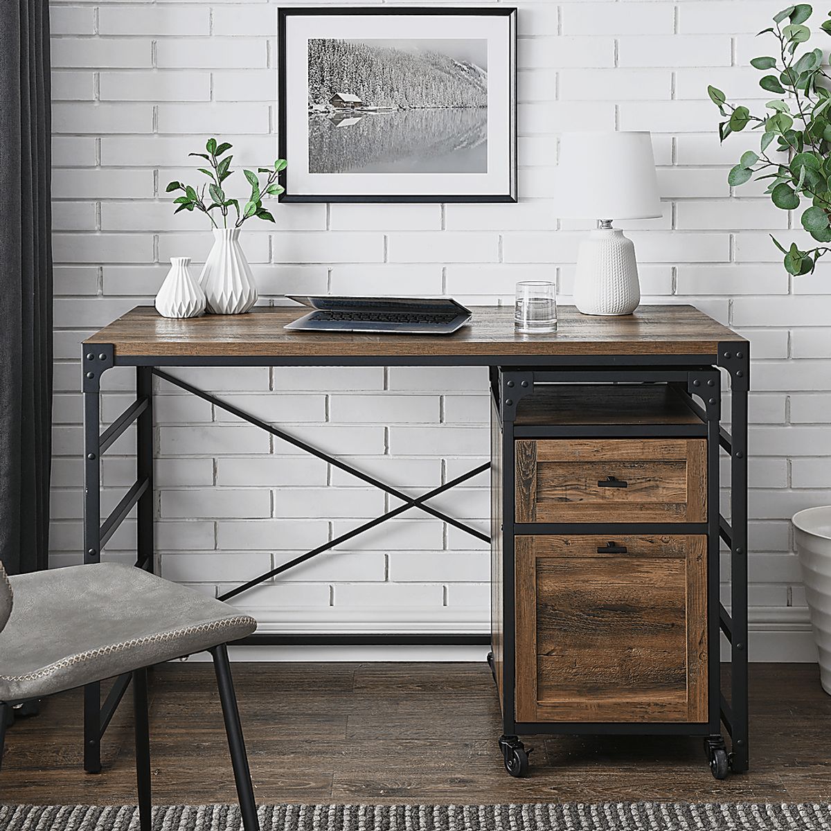 Yandem Barnwood Brown Desk | Rooms to Go