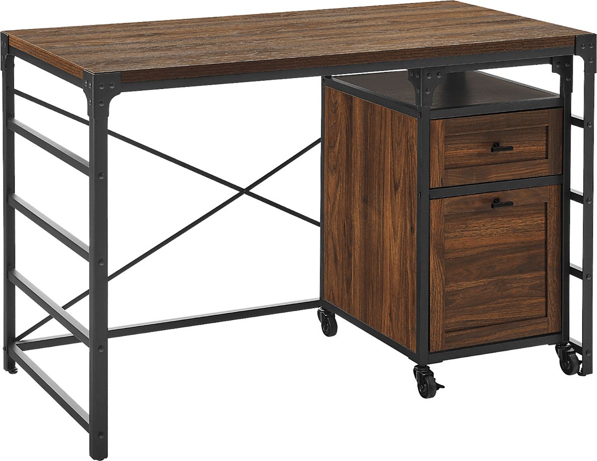 Yandem Walnut Dark Wood Desk | Rooms to Go