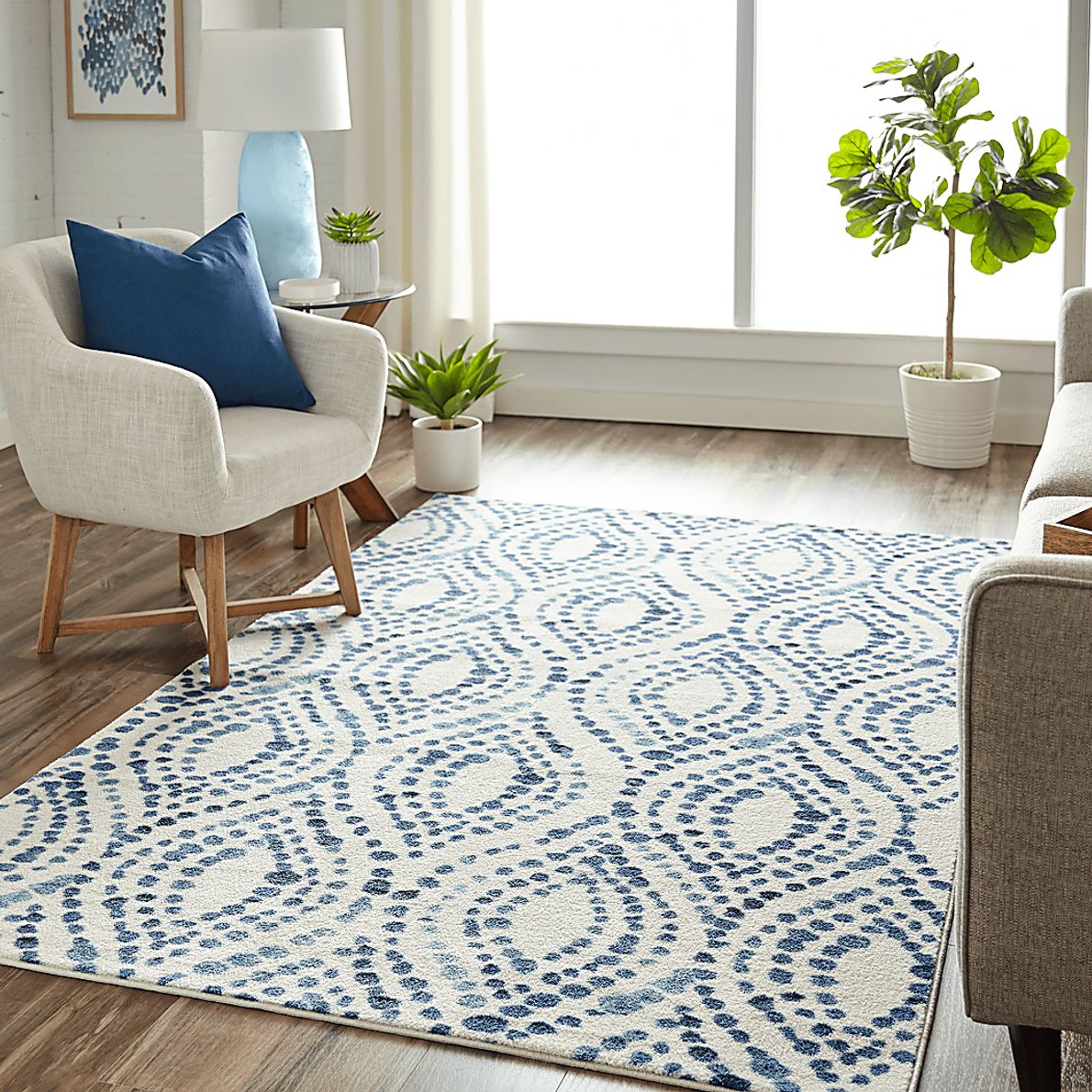Yanet Navy 5' x 8' Rug - Rooms To Go