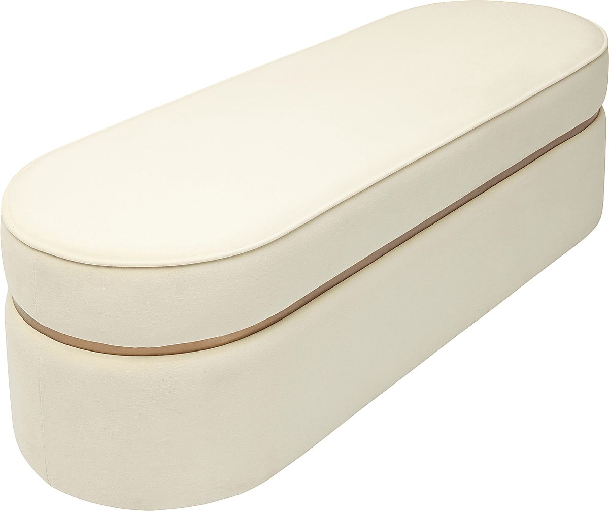 Yoalana Cream Beige Polyester Fabric Bench | Rooms to Go