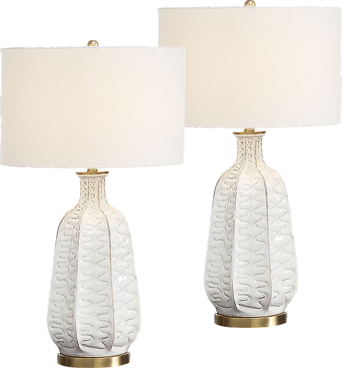 Yuille 2 Pc White Set Of Lamps | Rooms to Go