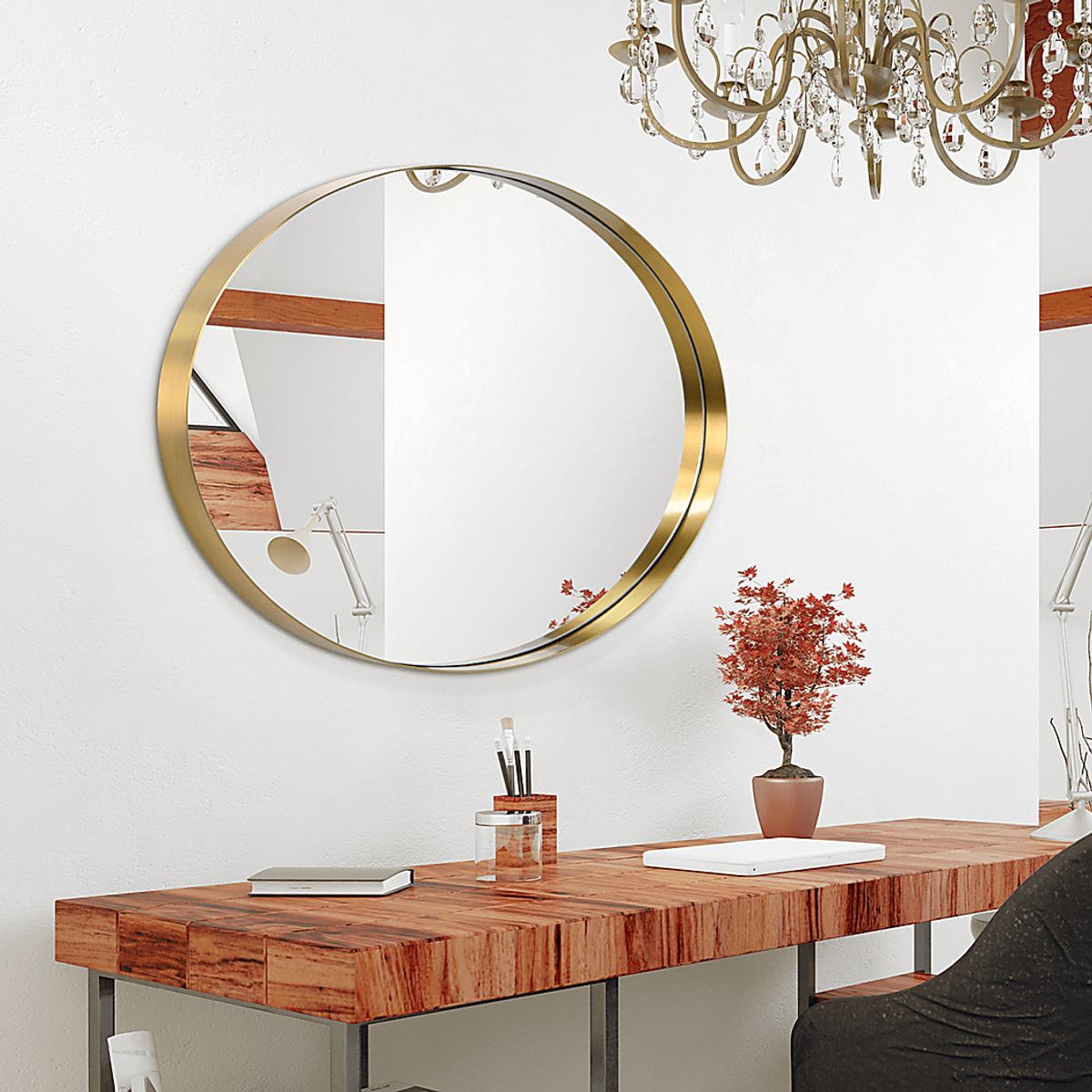 Zaylee Gold Yellow Oval Mirror | Rooms to Go