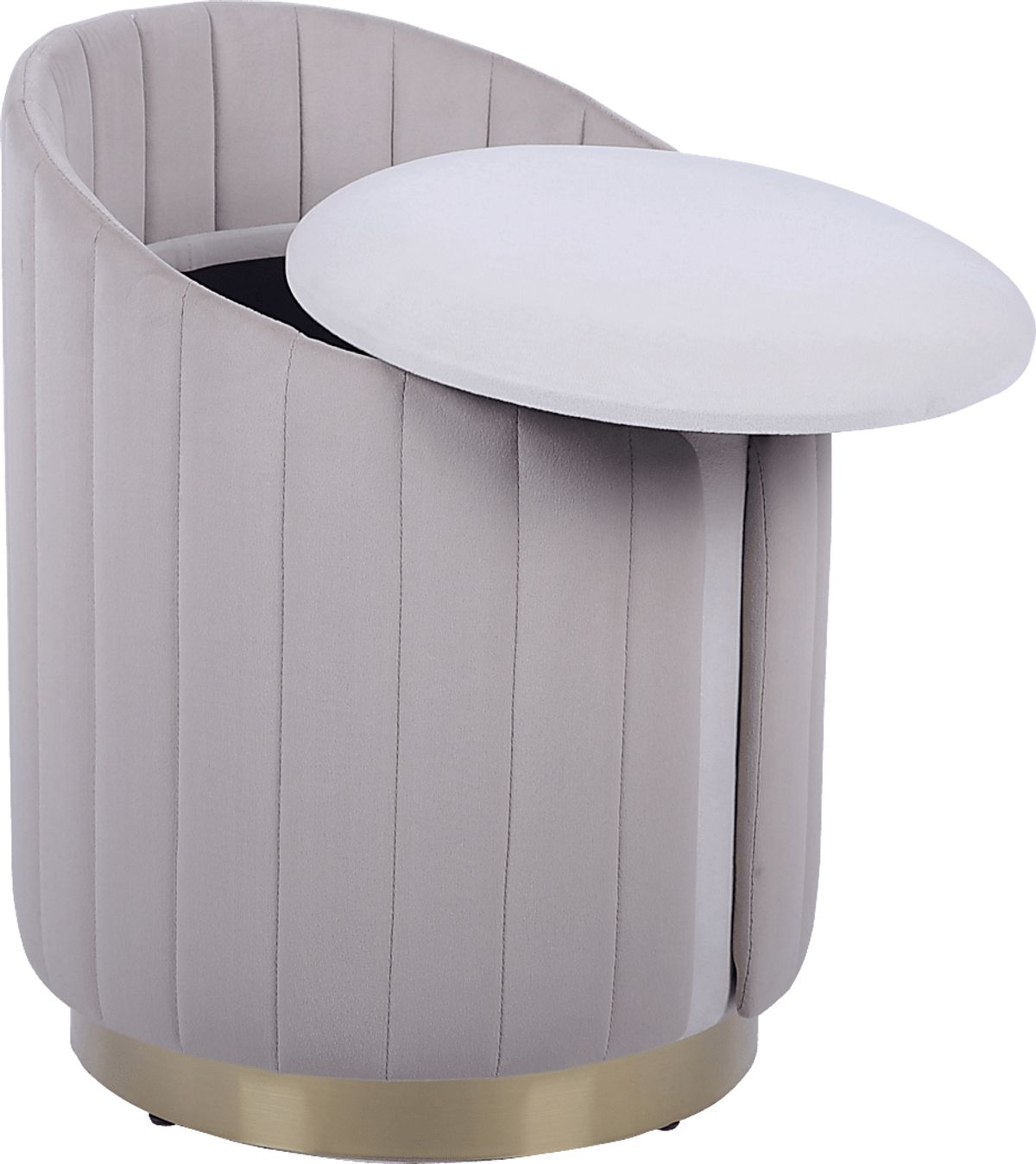 Zelyra Beige Velvet Plush Storage Ottoman | Rooms to Go