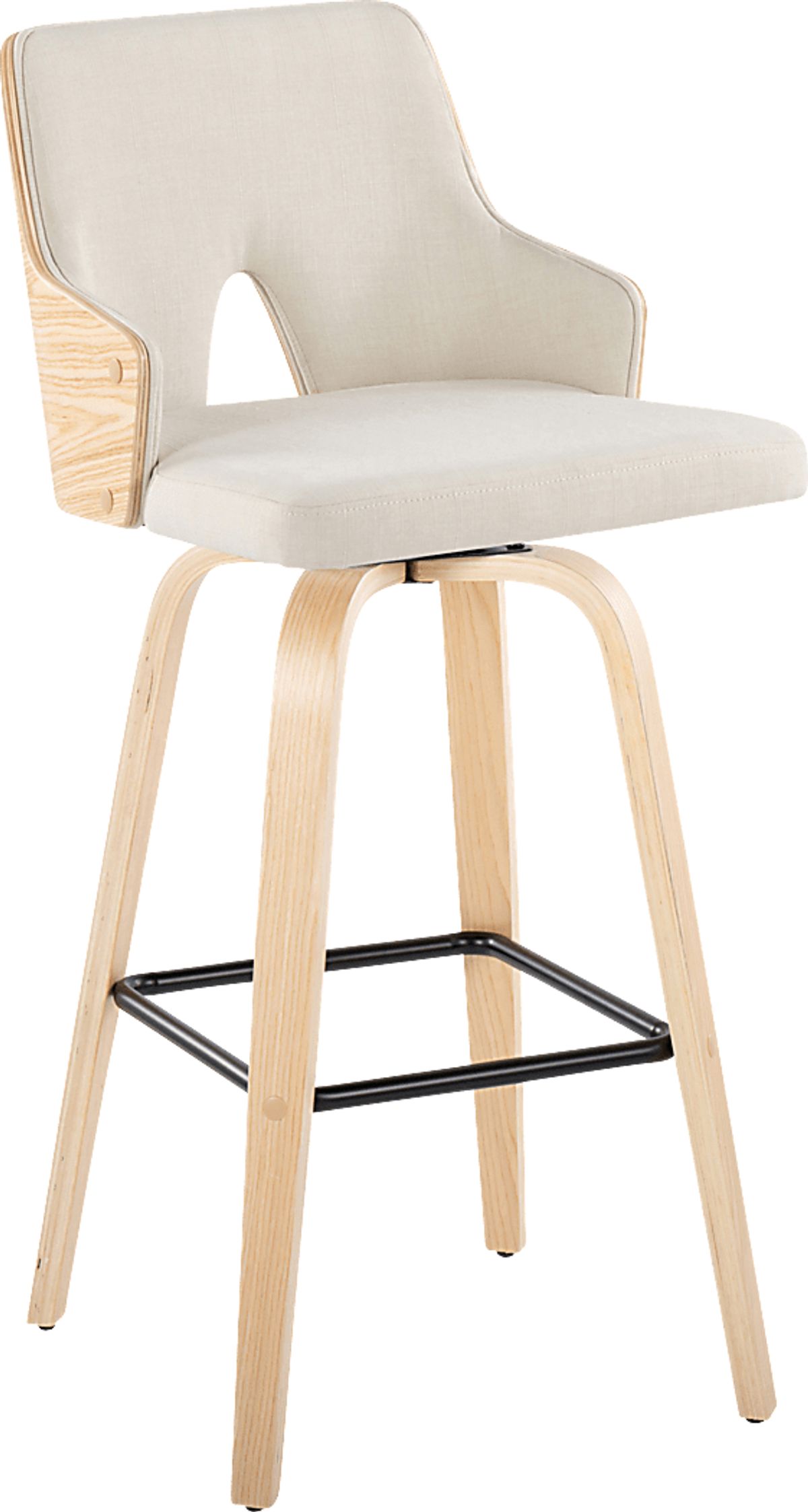 Zennia II Natural Light Wood Cream Beige Polyester Fabric Swivel ...