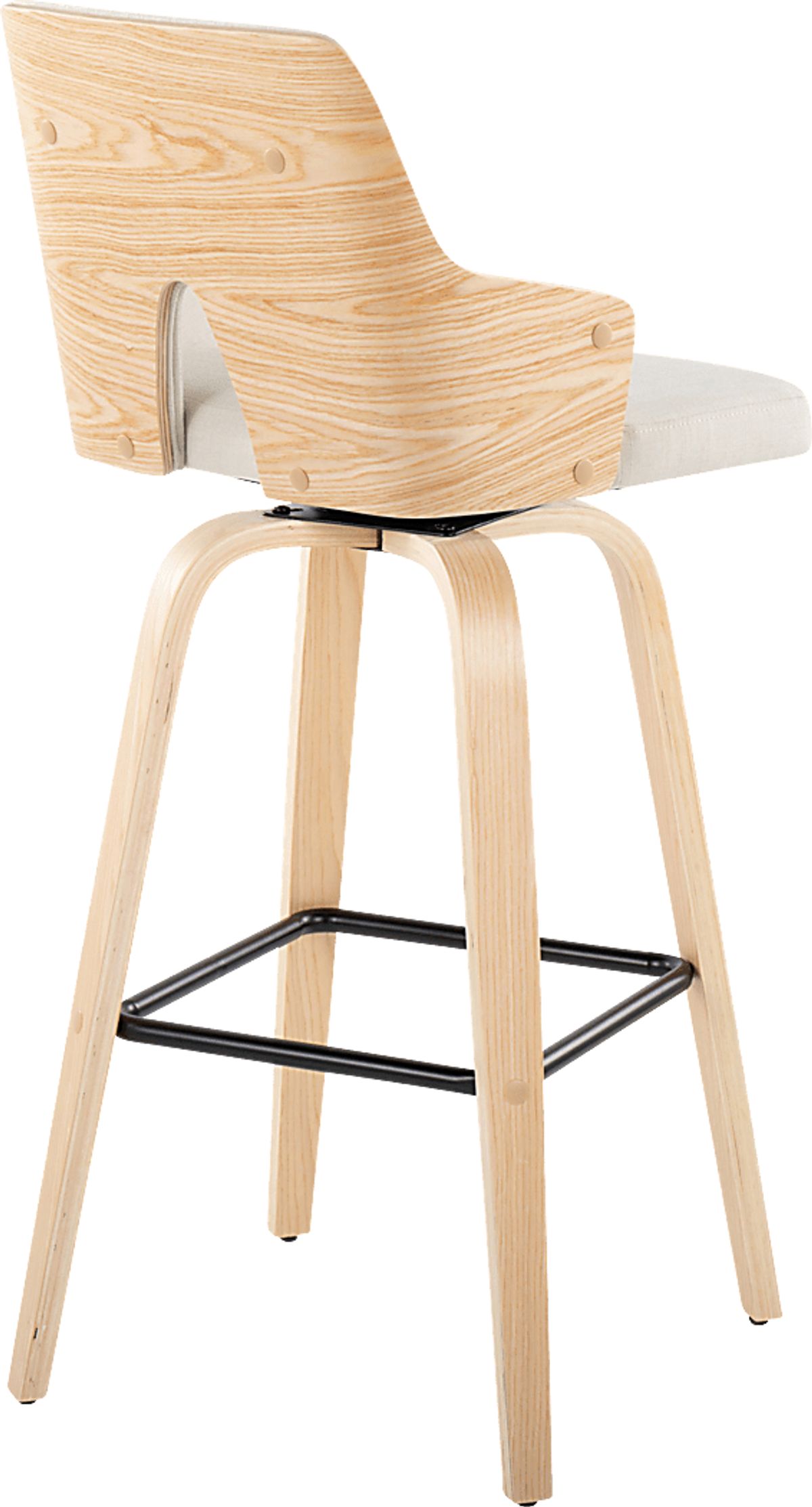 Zennia II Natural Light Wood Cream Beige Polyester Fabric Swivel ...